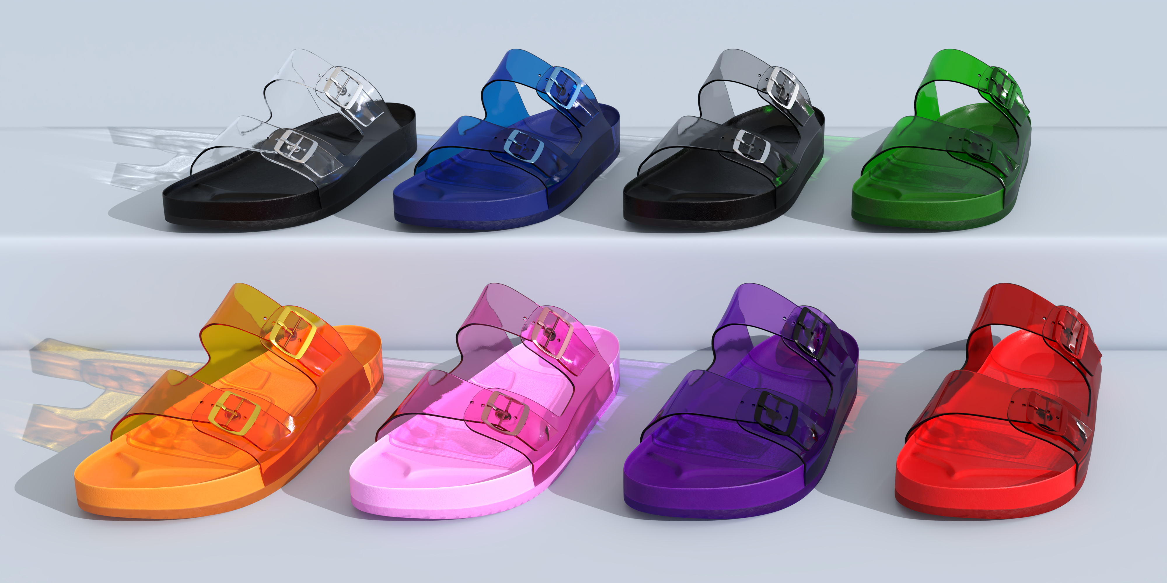 CW Double Strap Cork Slides for Genesis 9 and 8 Female | Daz 3D
