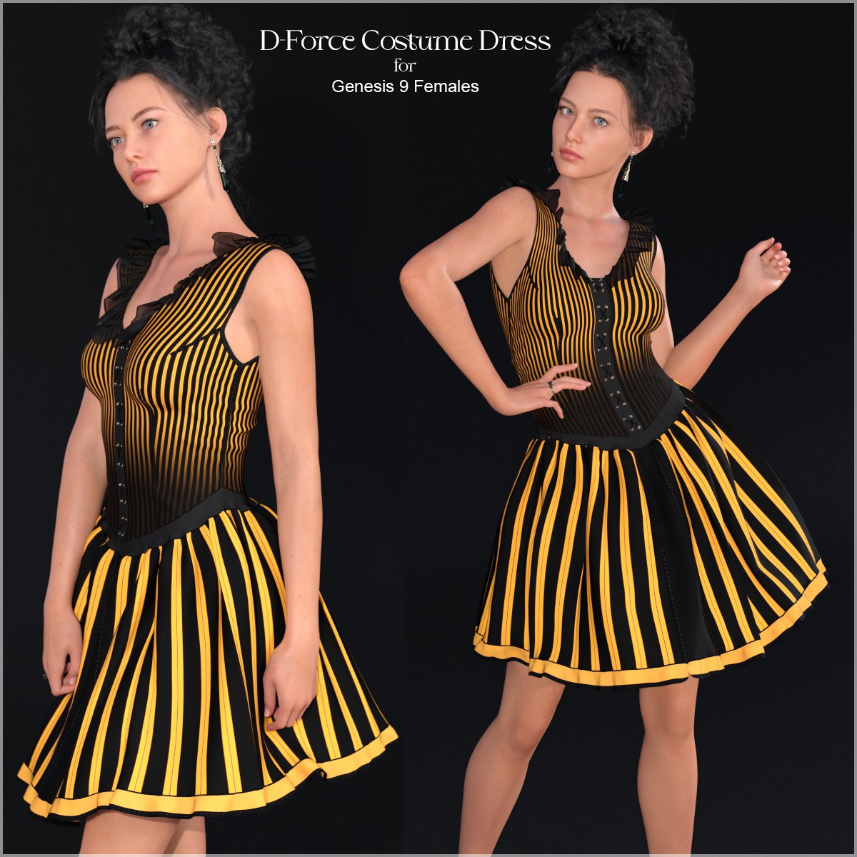 D-Force Costume Dress for G9 Females | Daz 3D