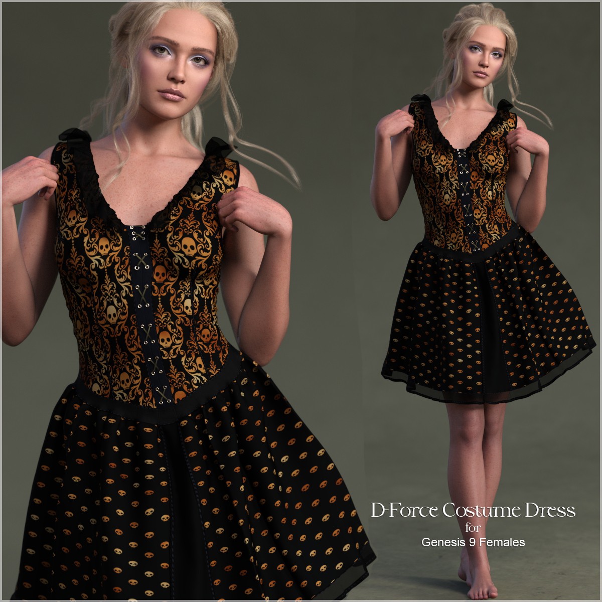 D-Force Costume Dress for G9 Females | Daz 3D