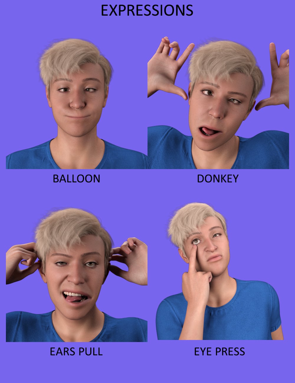 Pull Faces Expressions for Genesis 9 | Daz 3D
