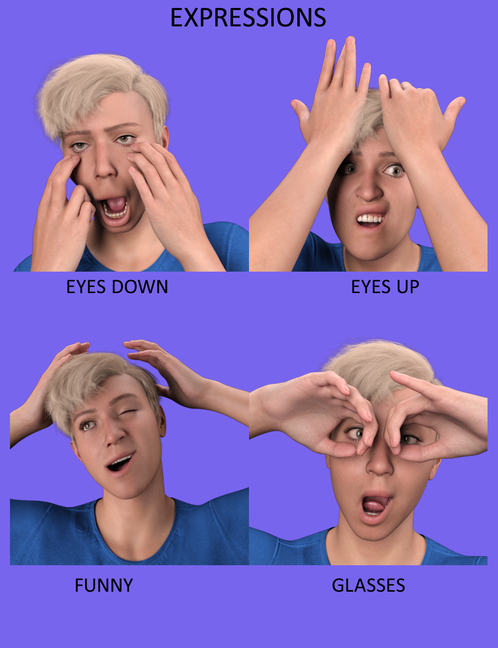 Pull Faces Expressions for Genesis 9 | Daz 3D