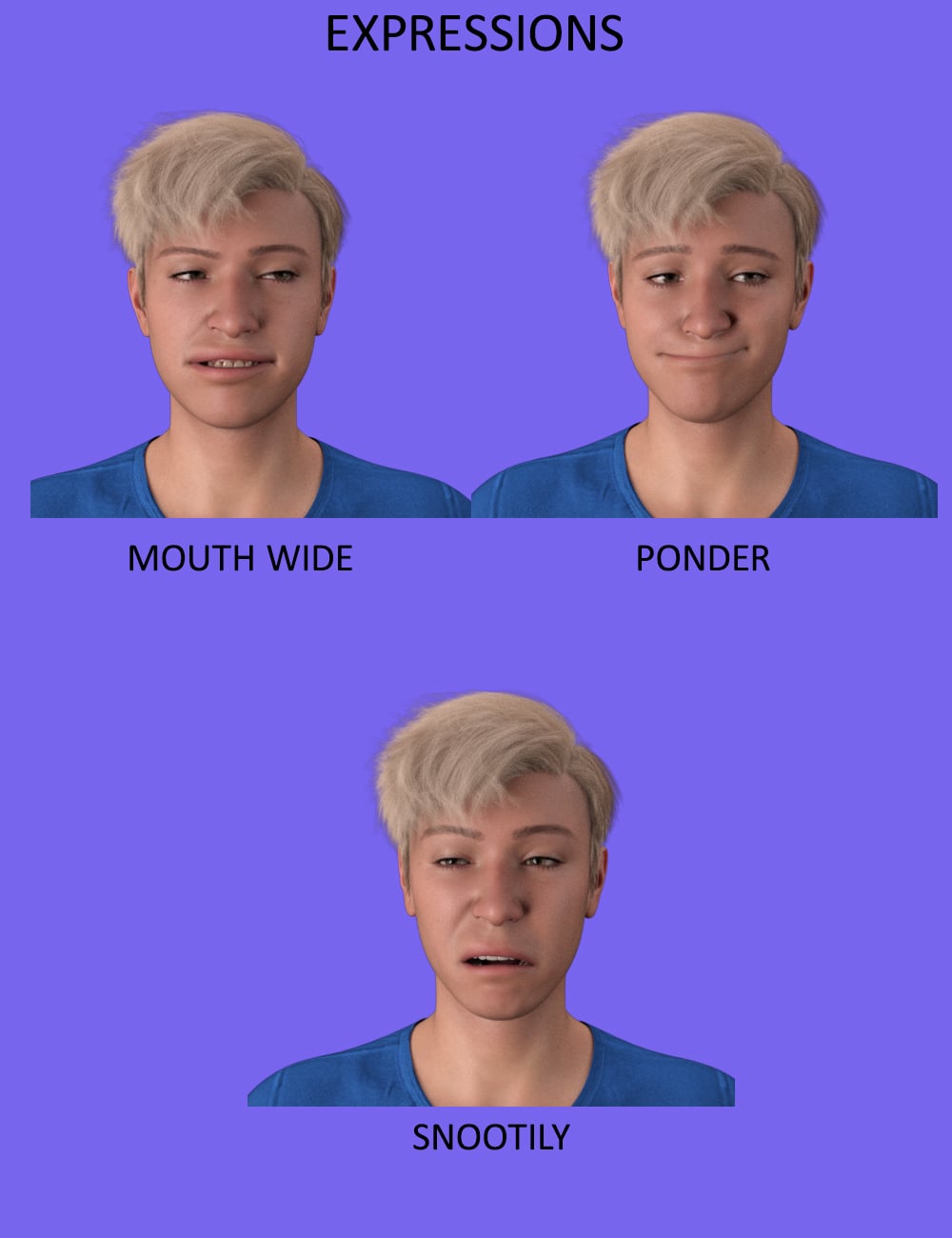 Pull Faces Expressions for Genesis 9 | Daz 3D