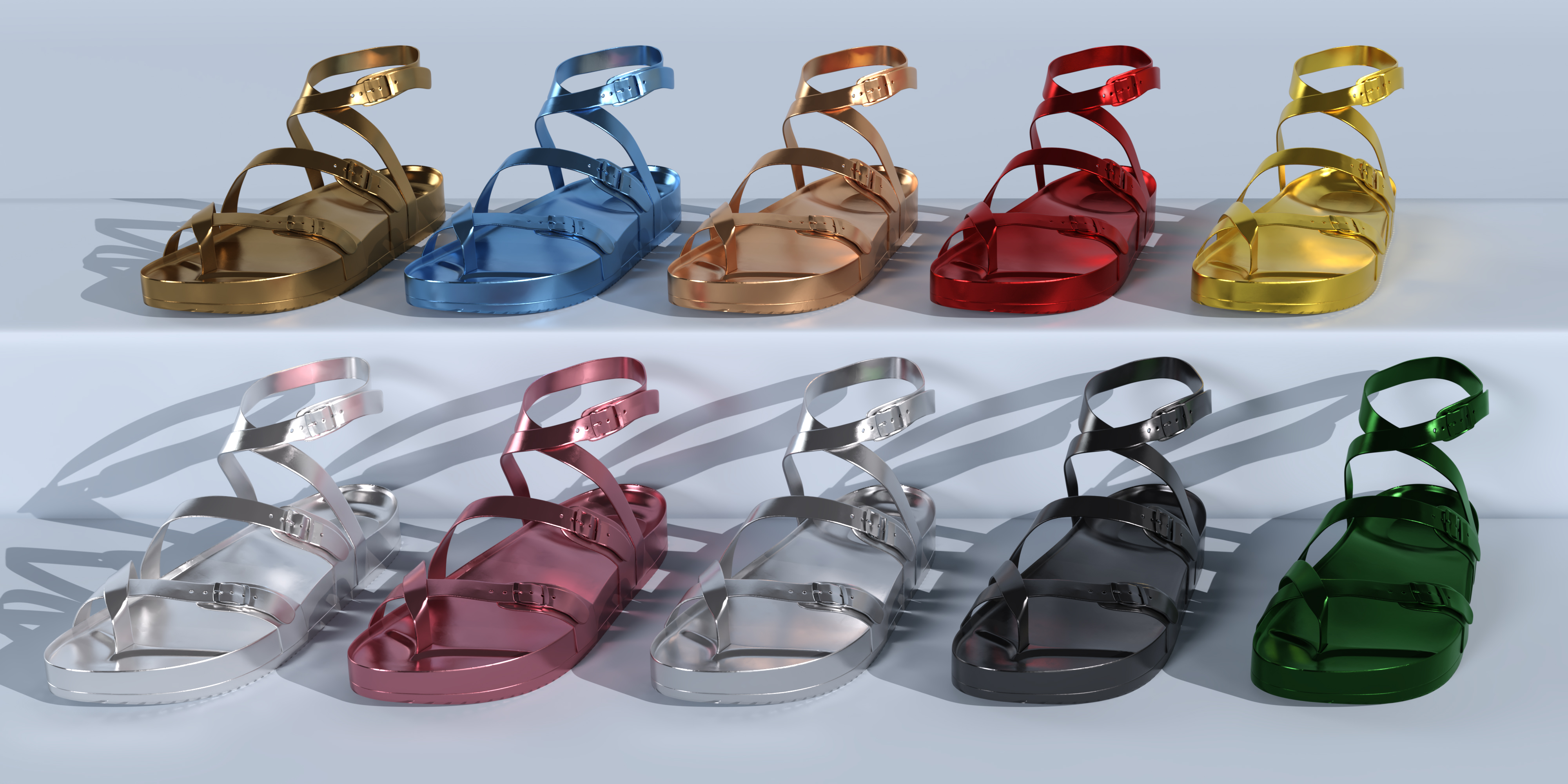 CW Strappy Cork Sandals For Genesis 9 and 8 Female | Daz 3D