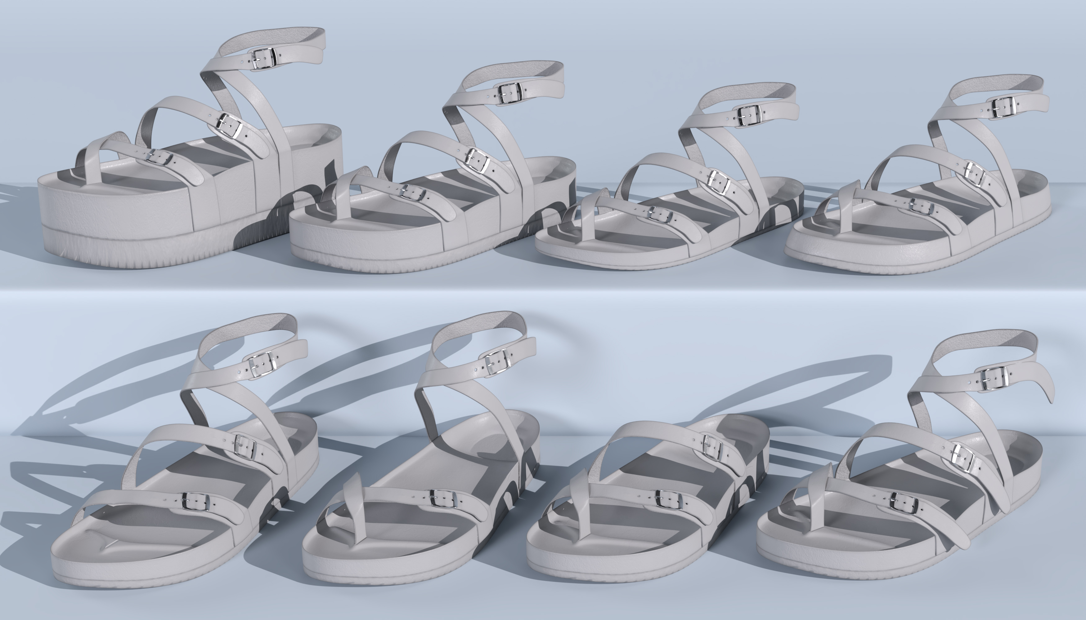 CW Strappy Cork Sandals For Genesis 9 and 8 Female | Daz 3D
