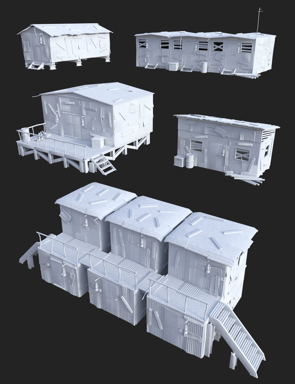 Post Apocalyptic Huts 2 | Daz 3D