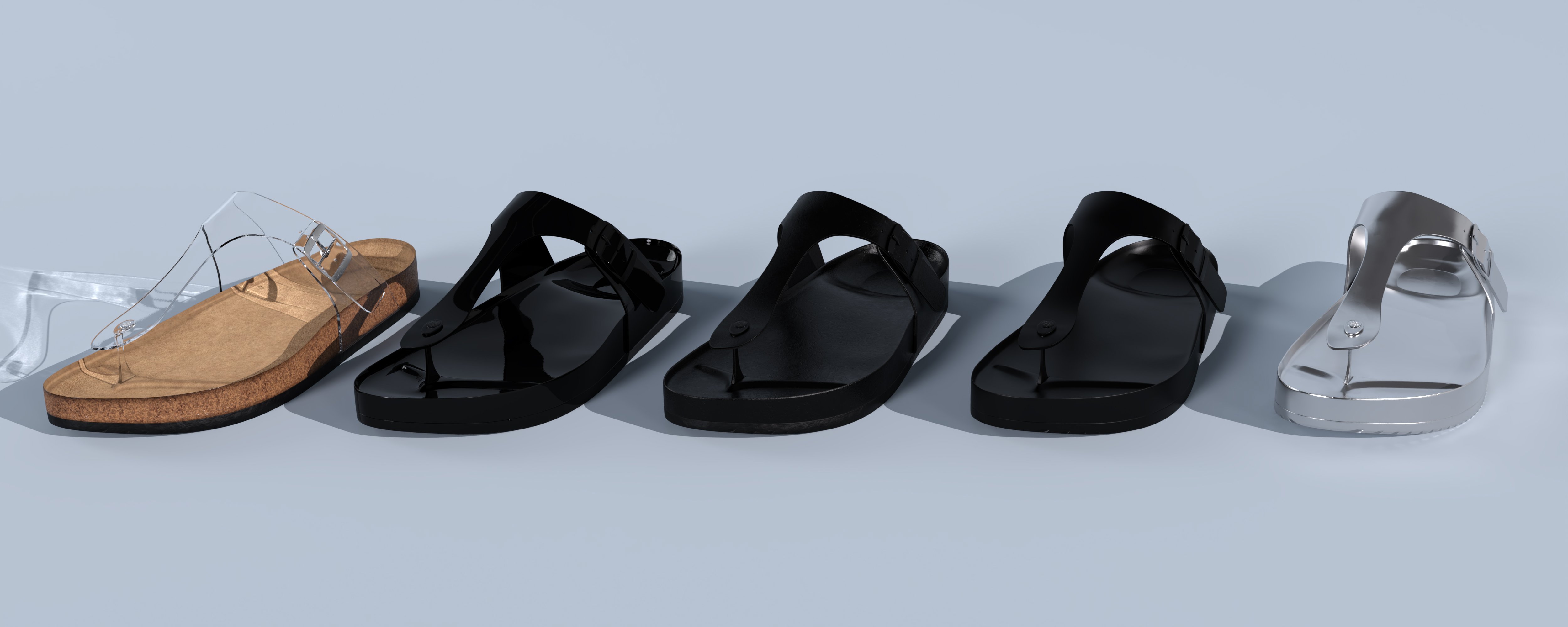 CW TStrap Cork Slides For Genesis 9 and 8 Female | Daz 3D