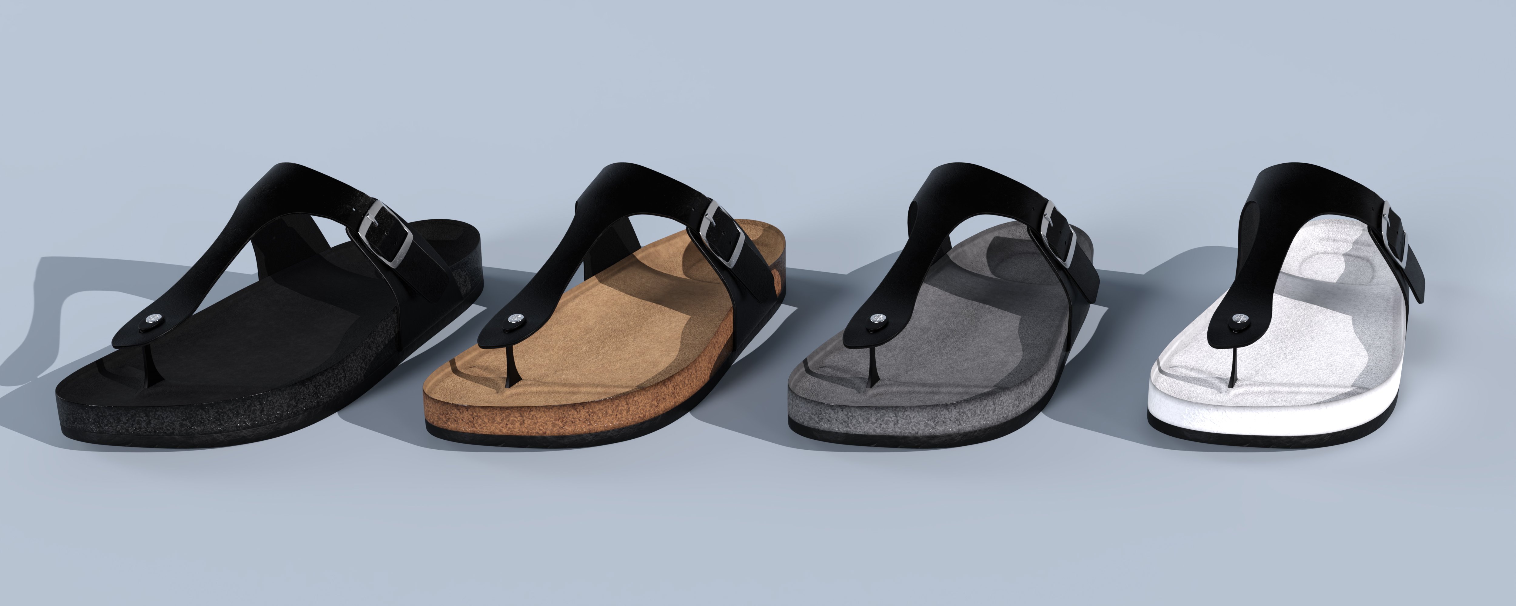 CW TStrap Cork Slides For Genesis 9 and 8 Female | Daz 3D