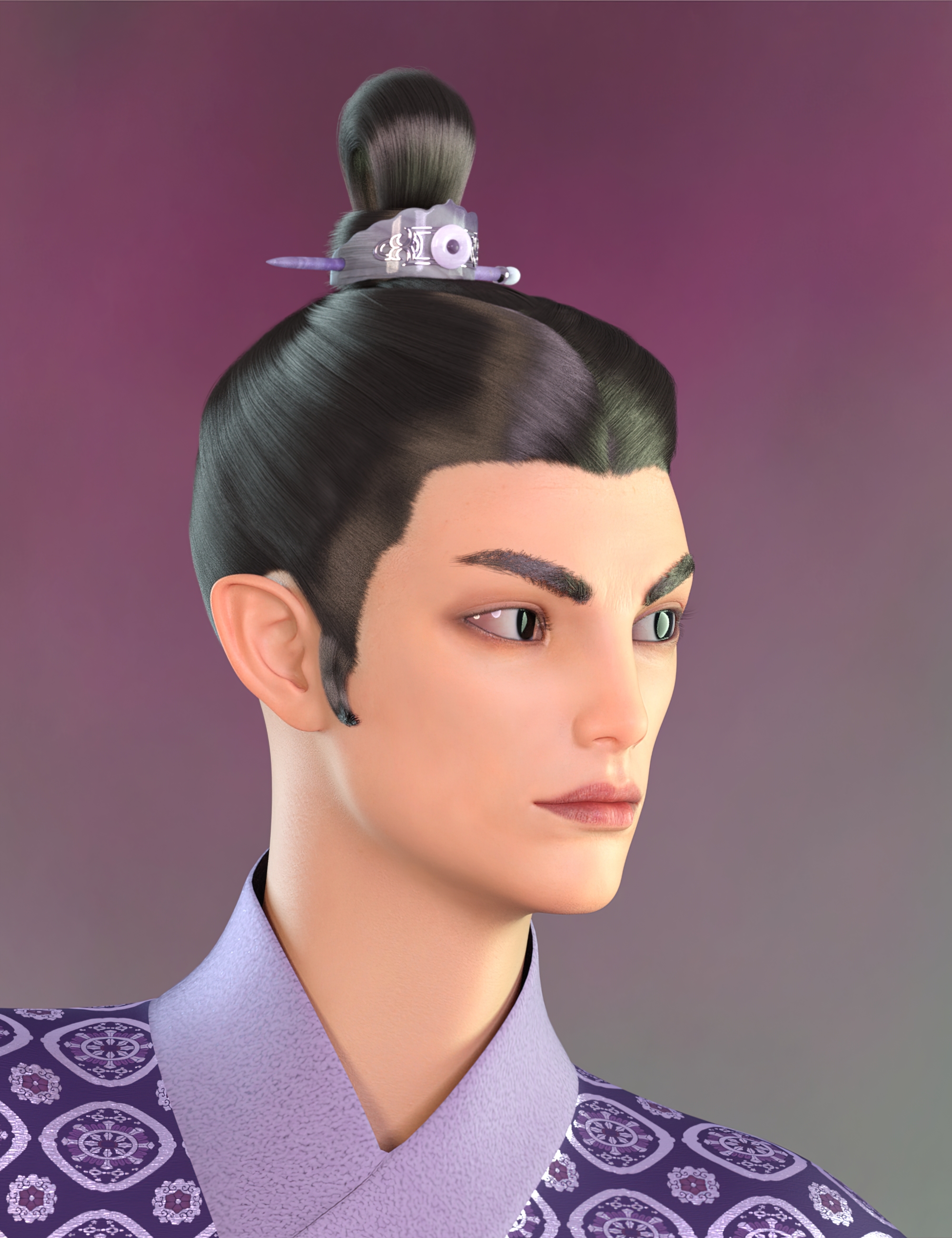 Immortal Heroes Zisheng Hair for Genesis 9, 8.1, and 8 | Daz 3D