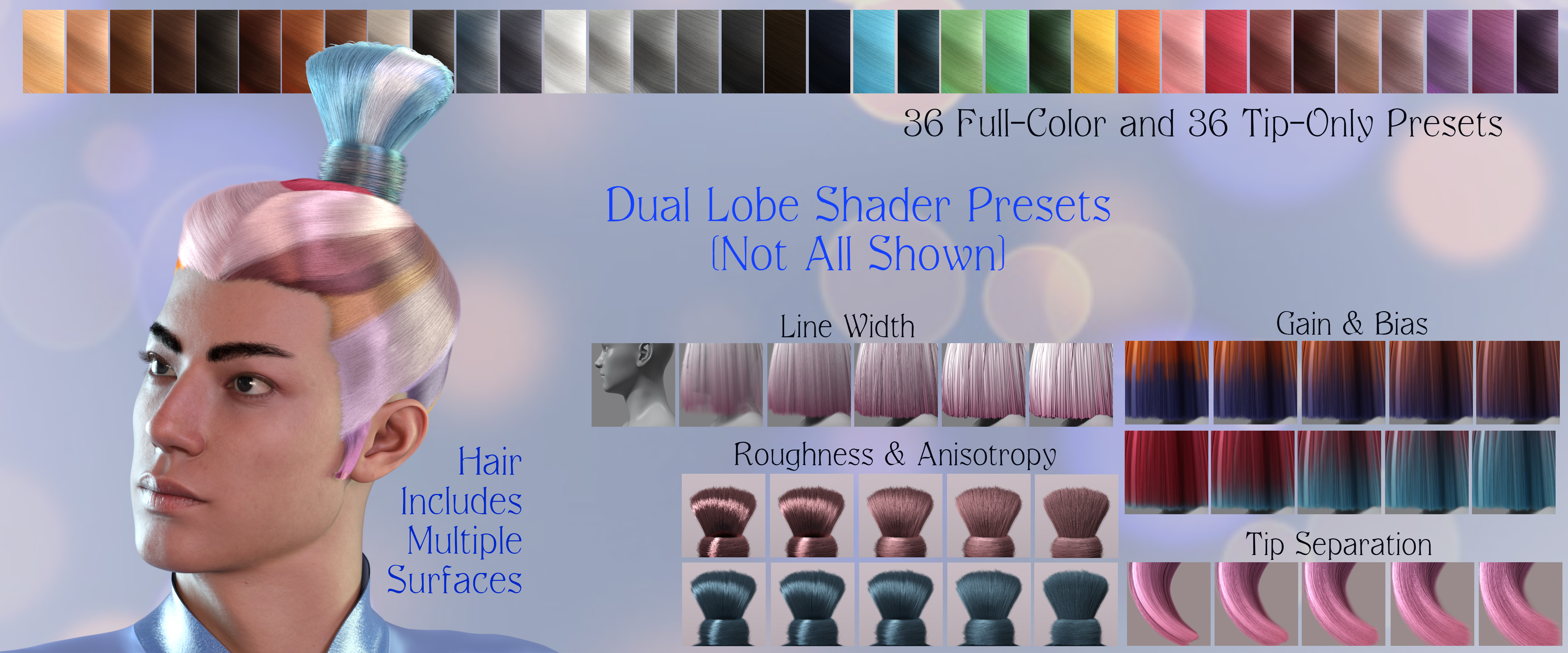 Immortal Heroes Zisheng Hair for Genesis 9, 8.1, and 8 | Daz 3D