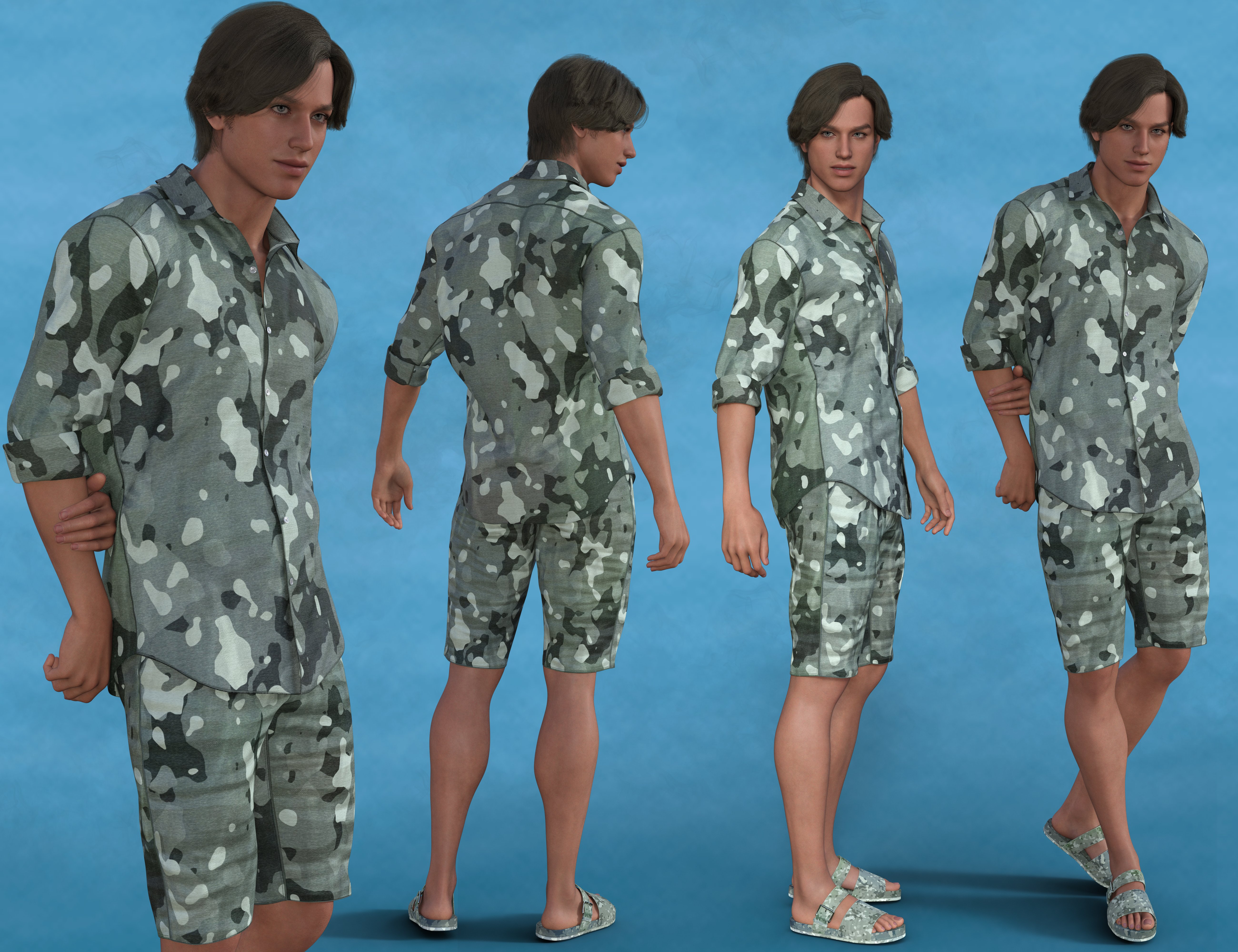 T-Pack HnC24 Mens Summer Outfit Texture Add-on | Daz 3D