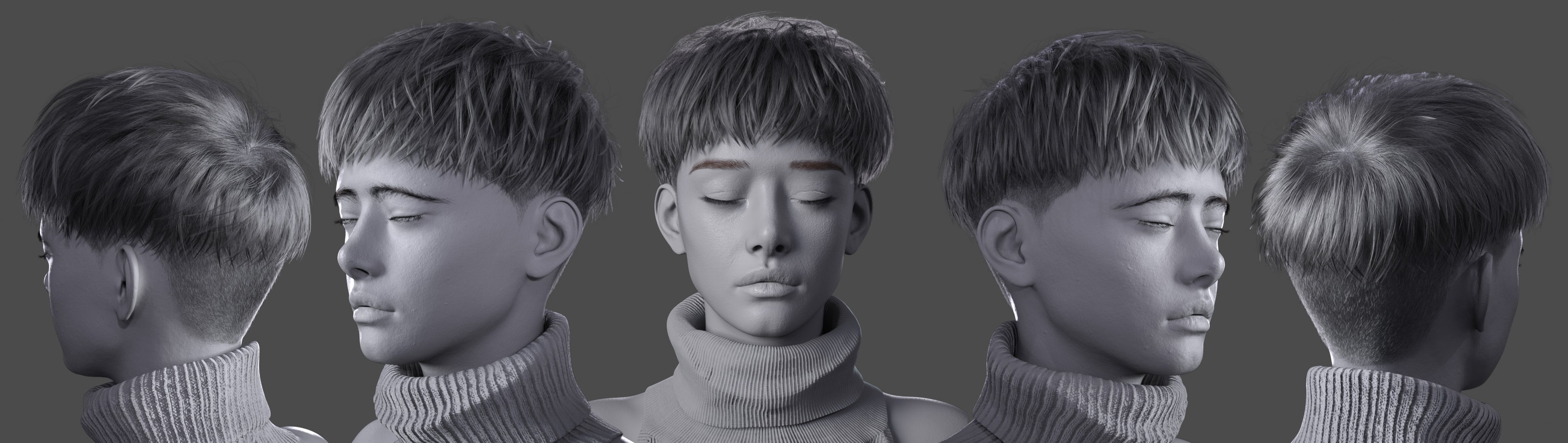 dForce AK Neat Hair for Genesis 9, 8, and 8.1 | Daz 3D