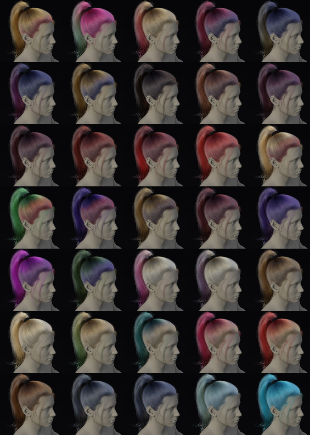 dForce Strand-Based Flirty Casual Ponytail Hair Color Expansion | Daz 3D