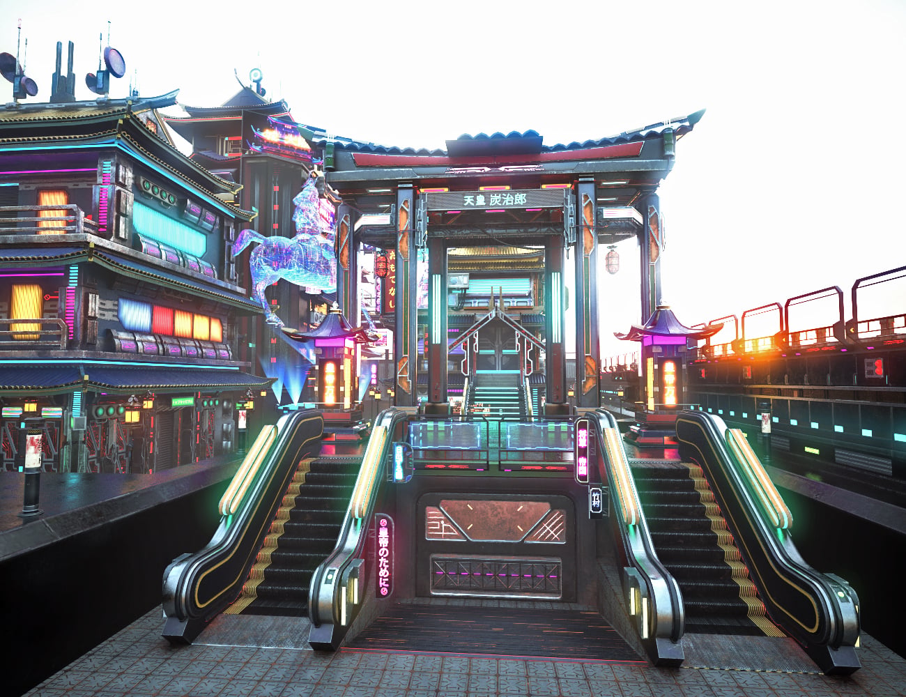 XI Cyberpunk Japanese Castle | Daz 3D