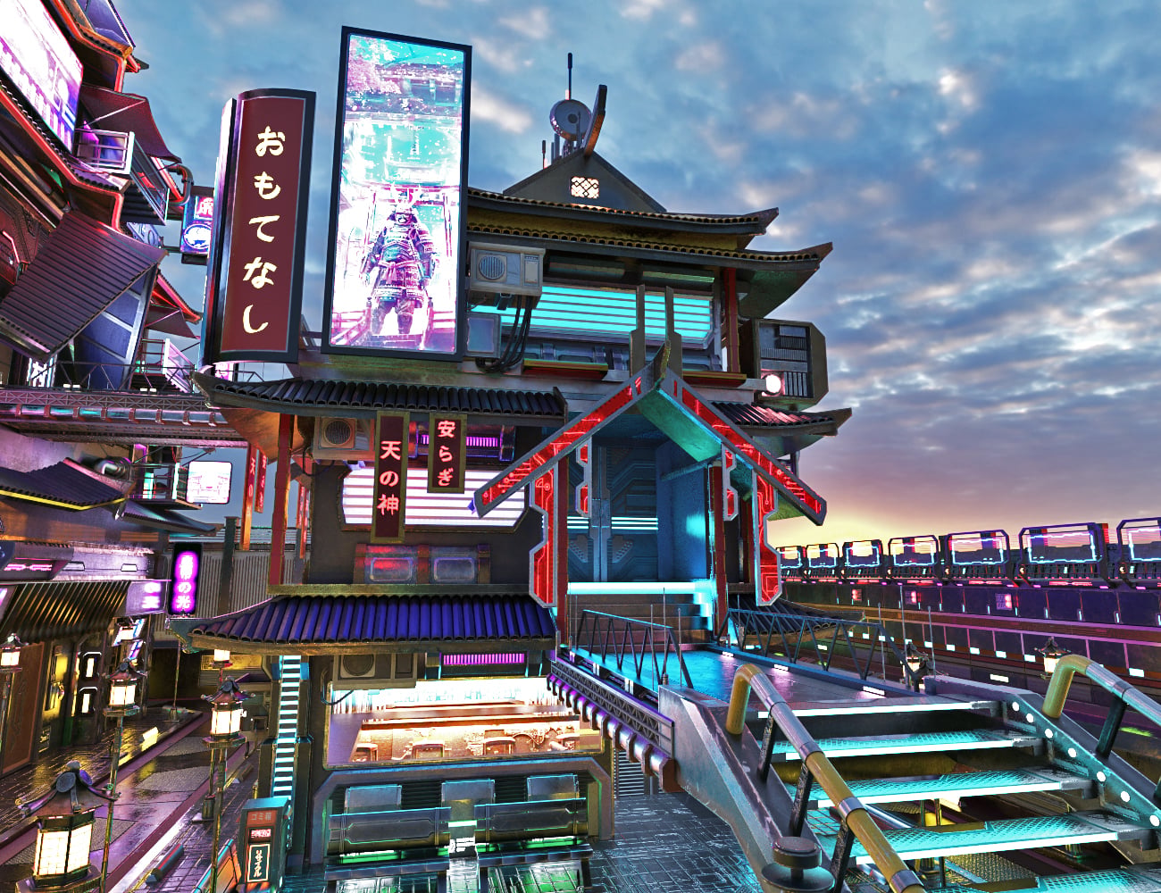 XI Cyberpunk Japanese Castle | Daz 3D