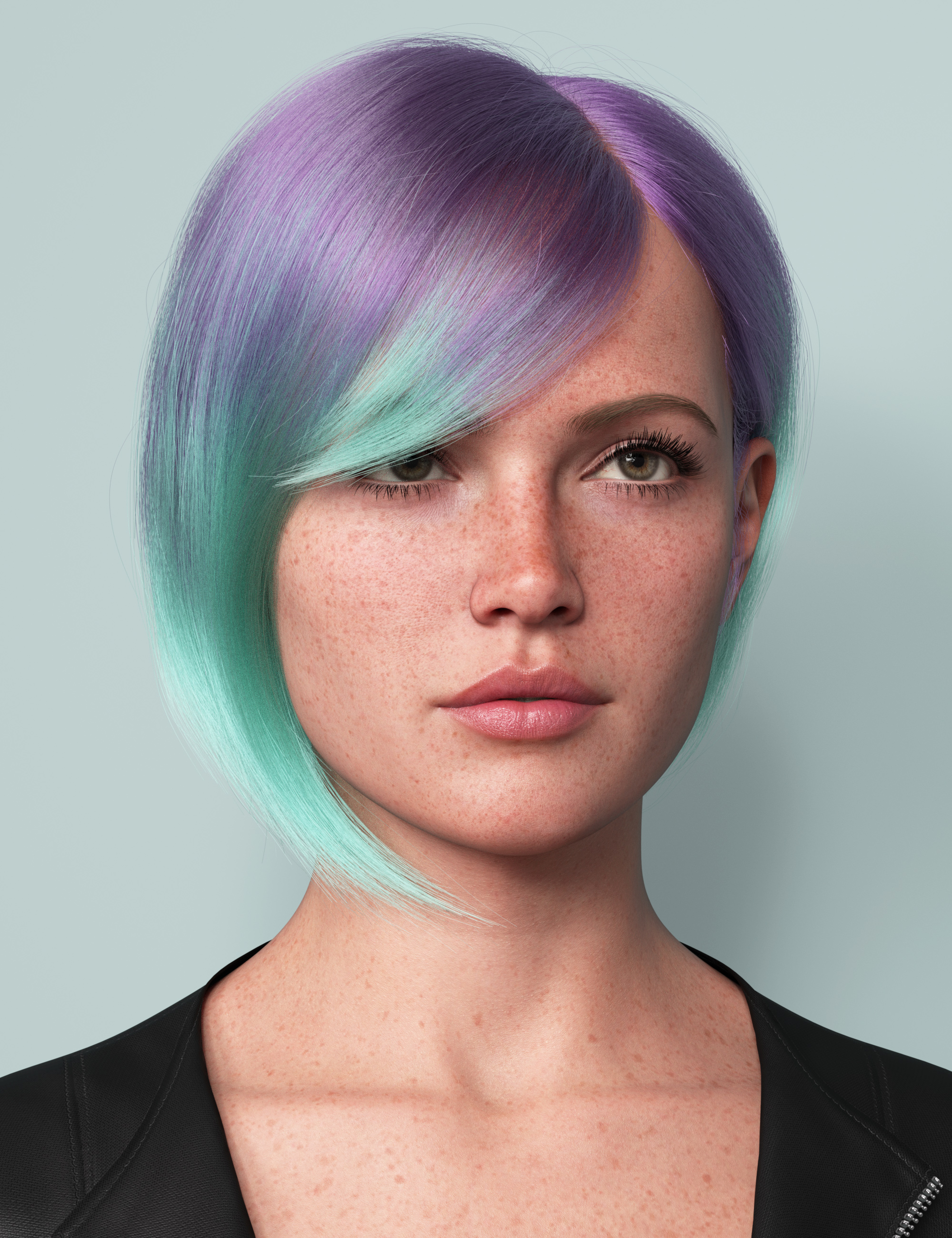 dForce Strand-Based Behind Ear Style Bob Hair Color Expansion | Daz 3D