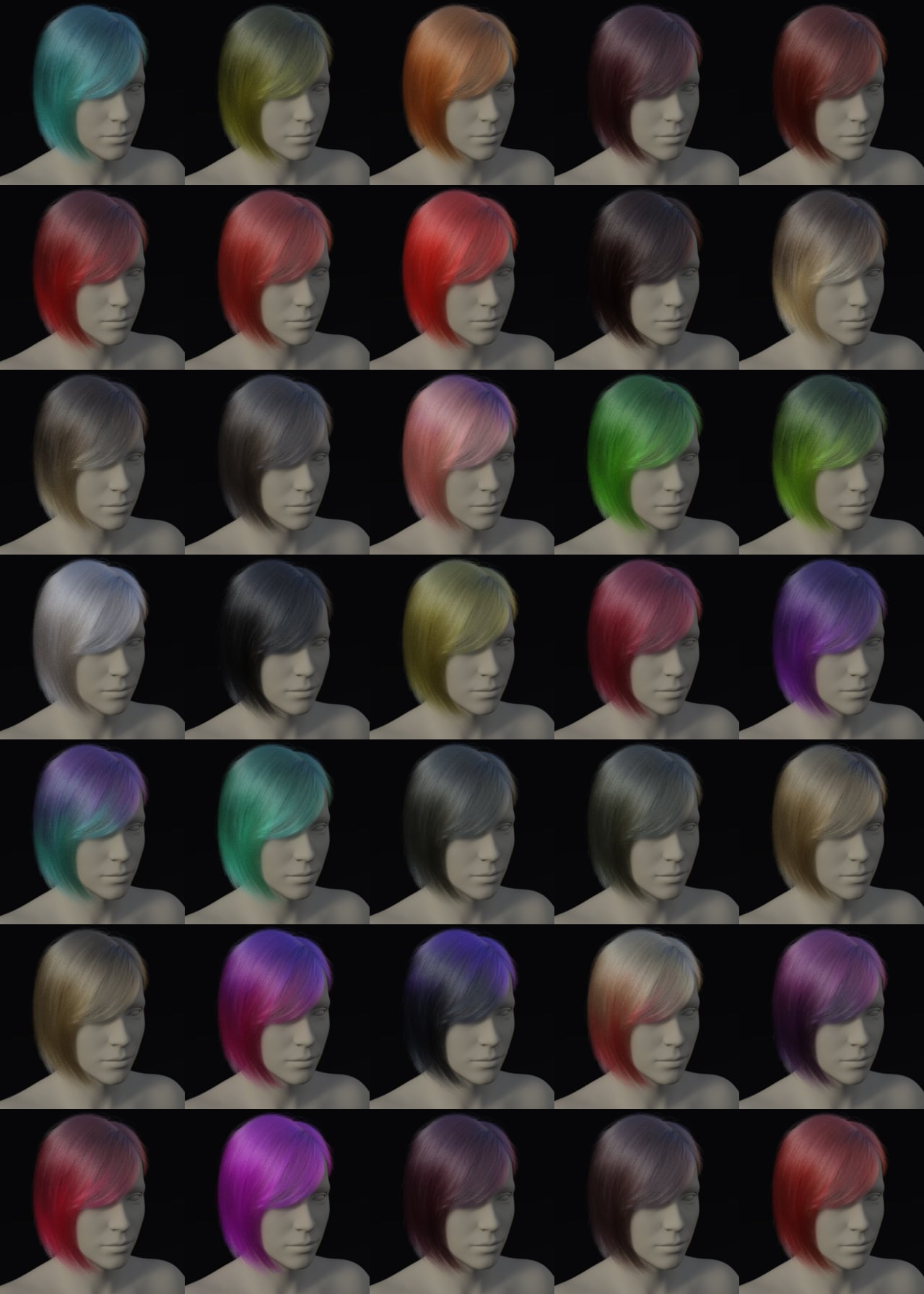 dForce Strand-Based Behind Ear Style Bob Hair Color Expansion | Daz 3D
