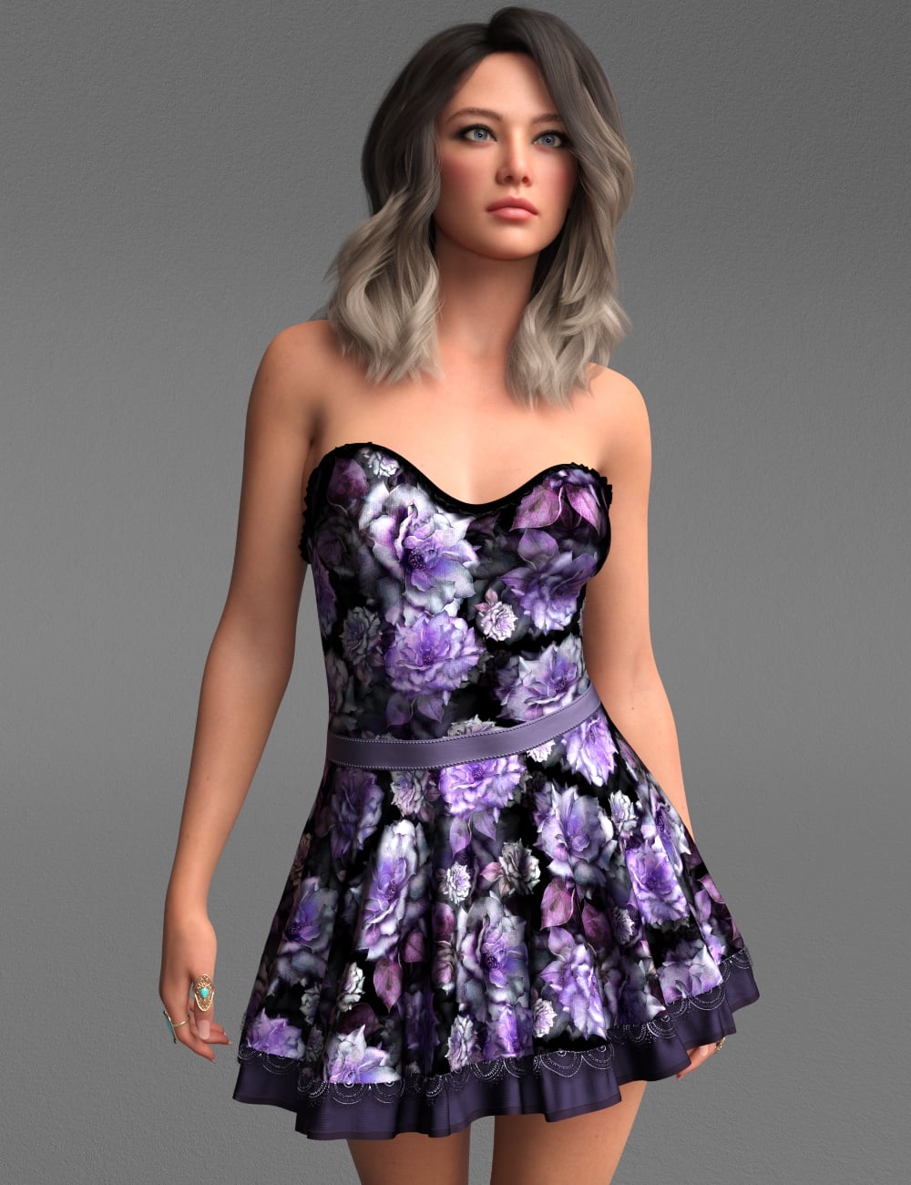 A97 dForce Strapless Short Ruffle Dress for Genesis 9 | Daz 3D