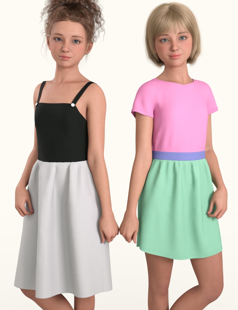 CHB dForce Pearl Kids Capsule Wardrobe for Genesis 9 | Daz 3D