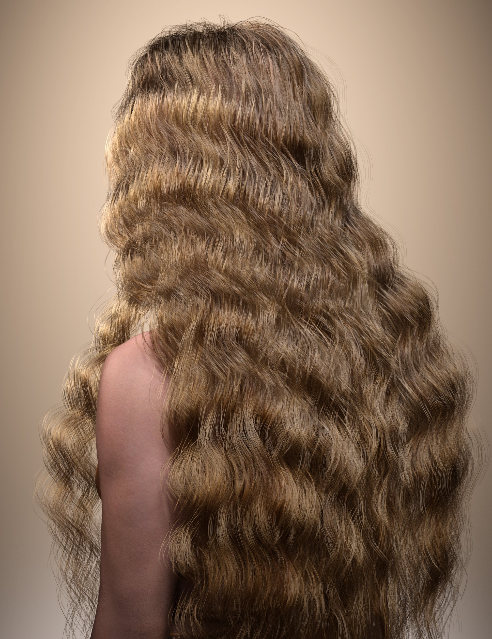 dForce FE Super Long Curly Hair for Genesis 9 | Daz 3D