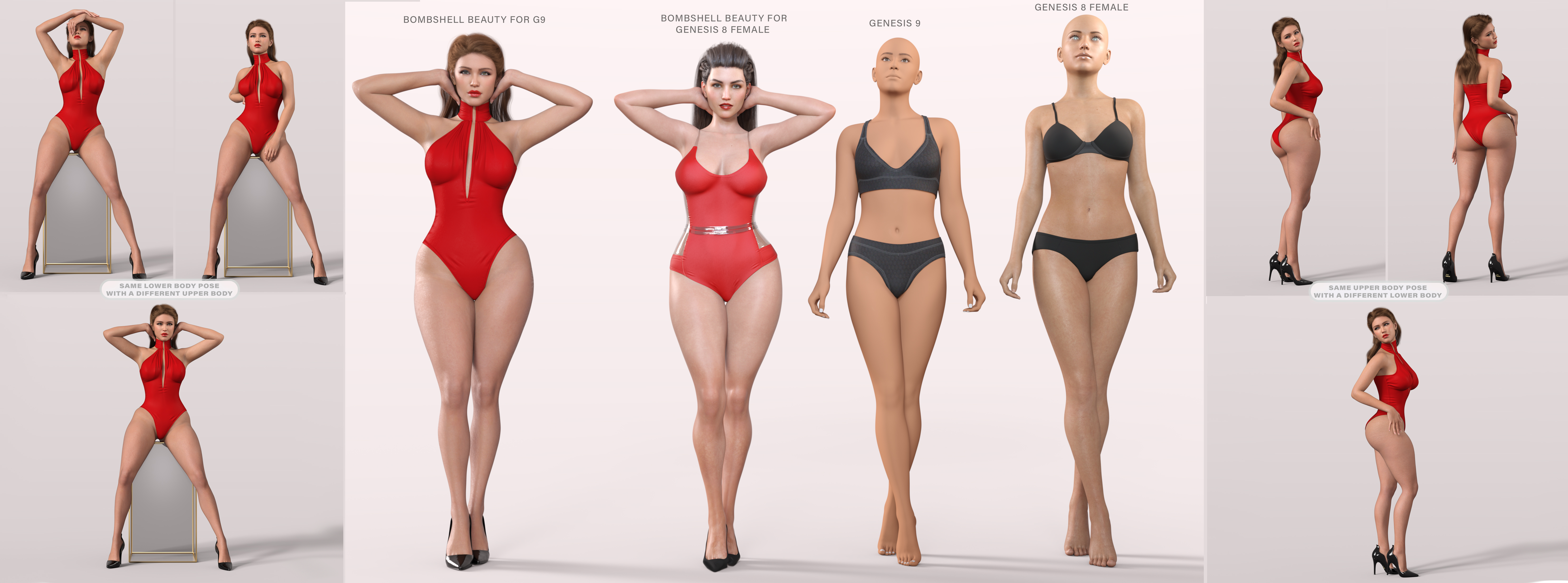 Z Bombshell Beauty Shape and Pose Mega Set for Genesis 9 and 8 Female | Daz 3D