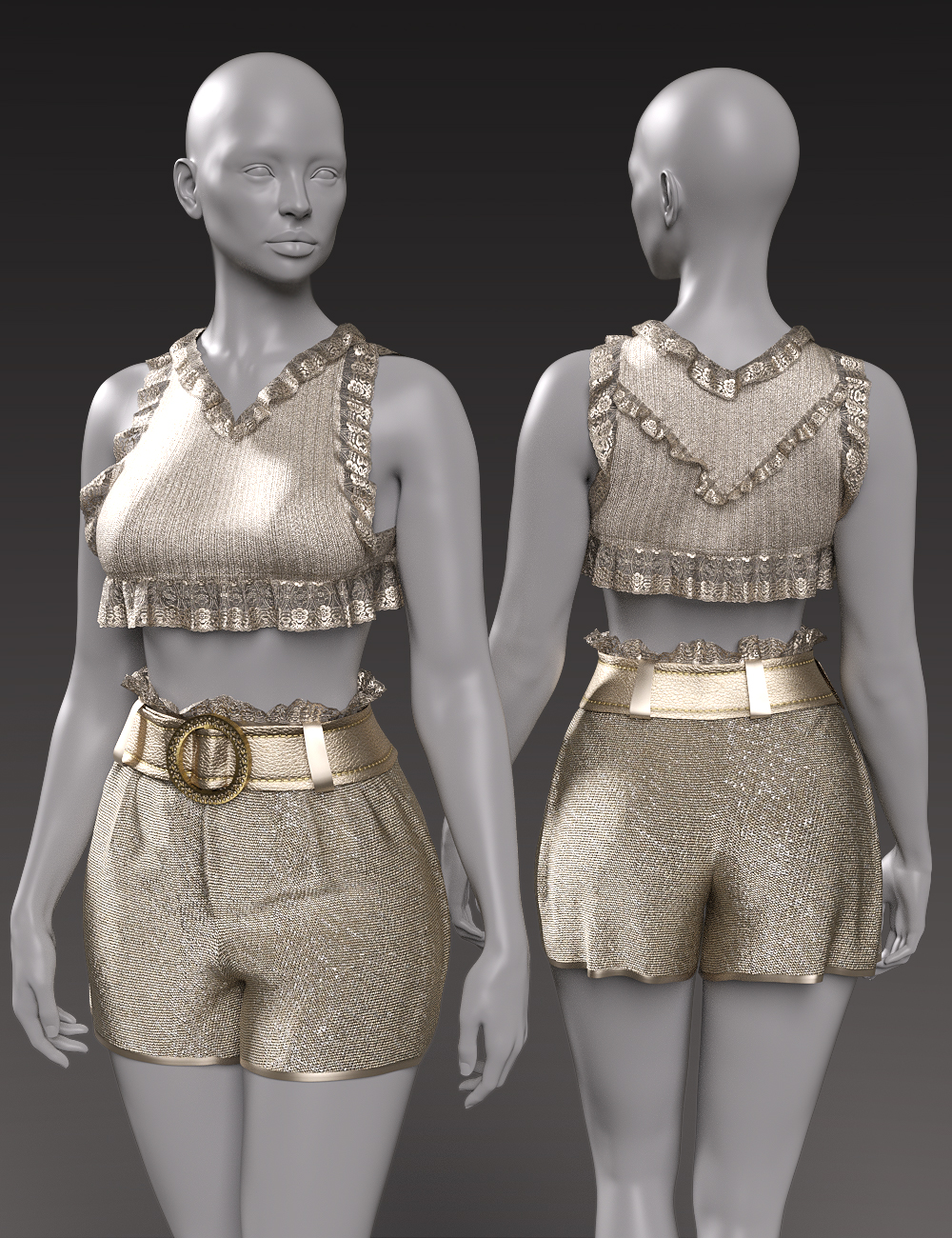VERSUS - dForce Ruffle Shorts Outfit for Genesis 9 Add-On | Daz 3D