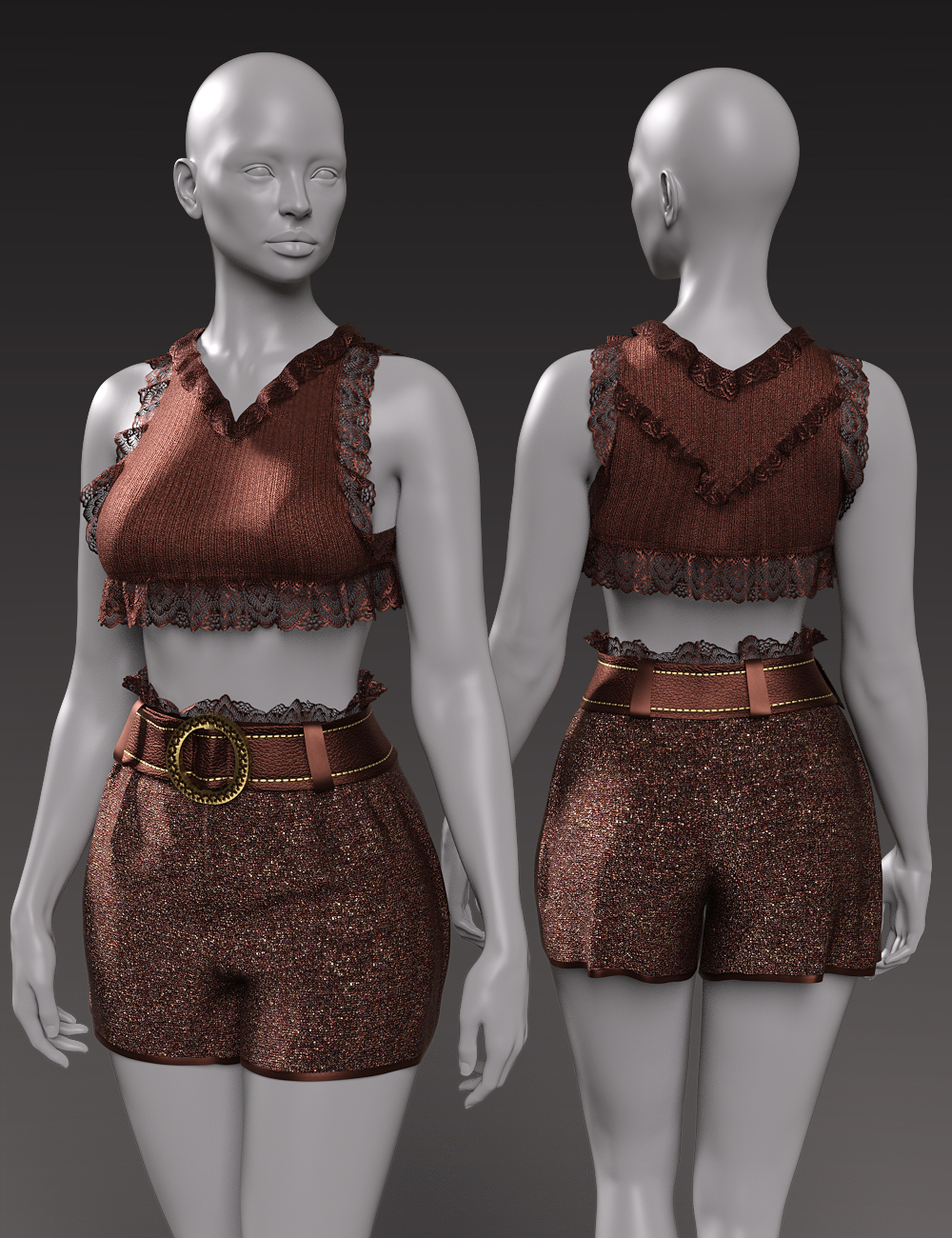 VERSUS - dForce Ruffle Shorts Outfit for Genesis 9 Add-On | Daz 3D