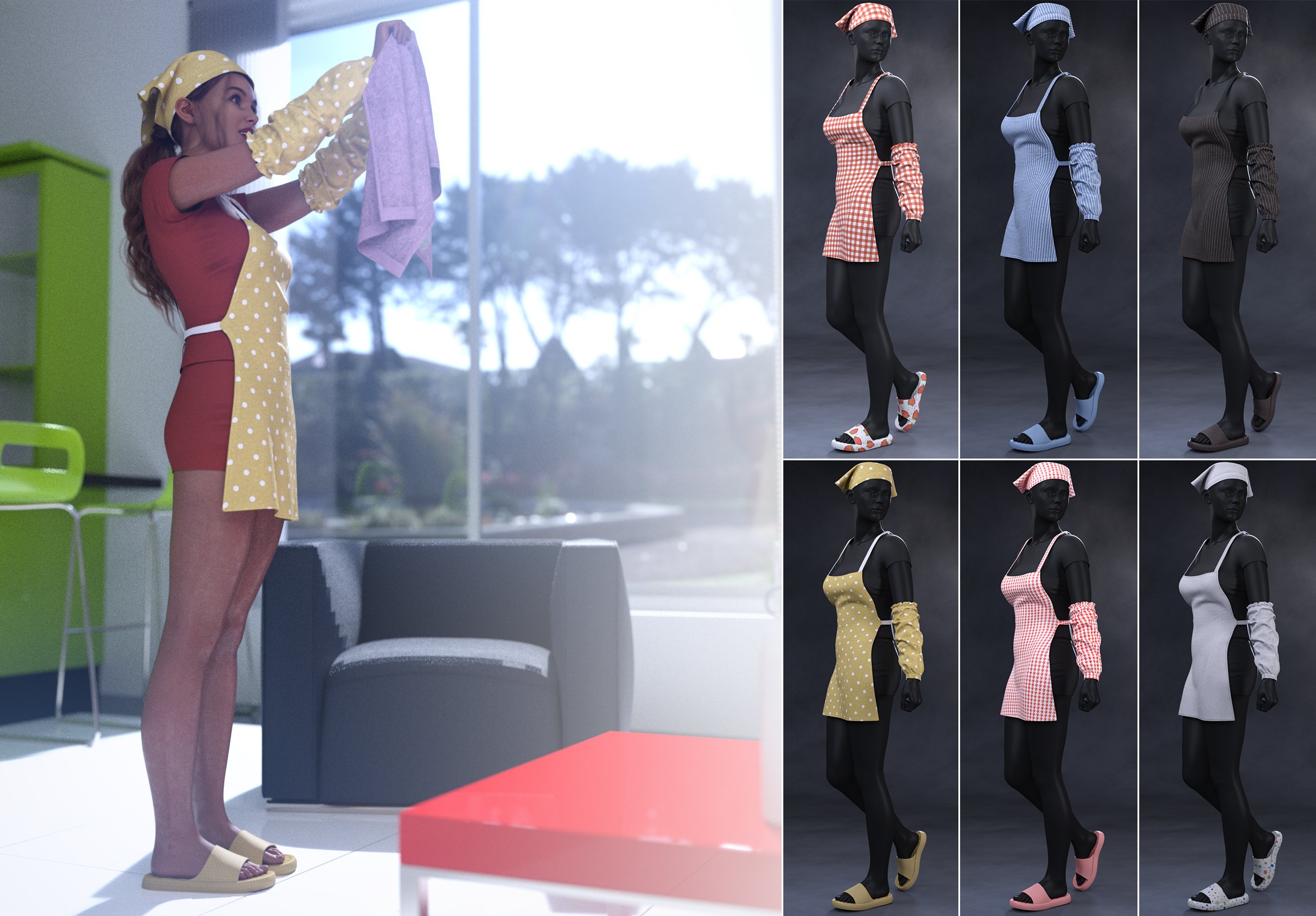 dForce Apron Suit HD Clothes for Victoria 9 | Daz 3D