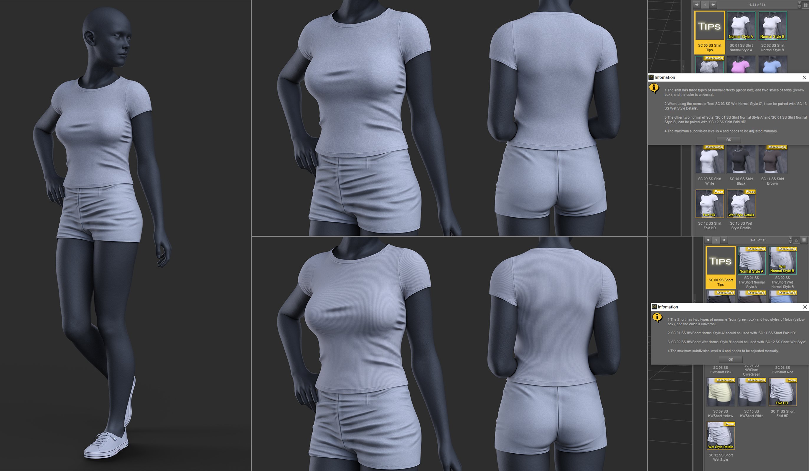 High Waisted Shorts Suit HD Clothes for Victoria 9 | Daz 3D