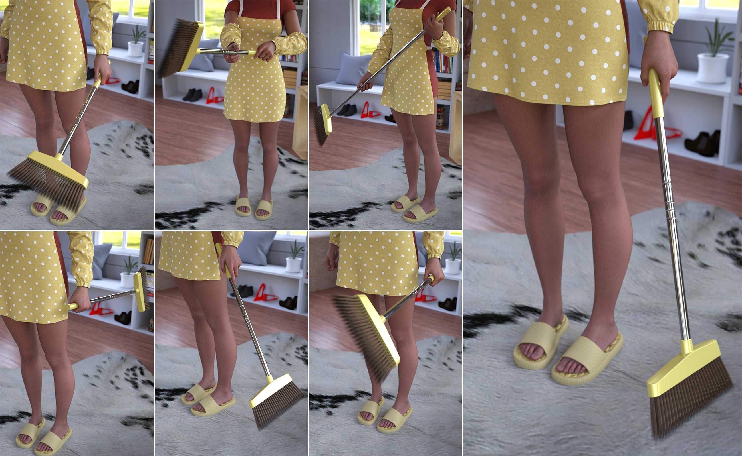 Spring Cleaning Hand Poses and Props Collection For Victoria 9 | Daz 3D