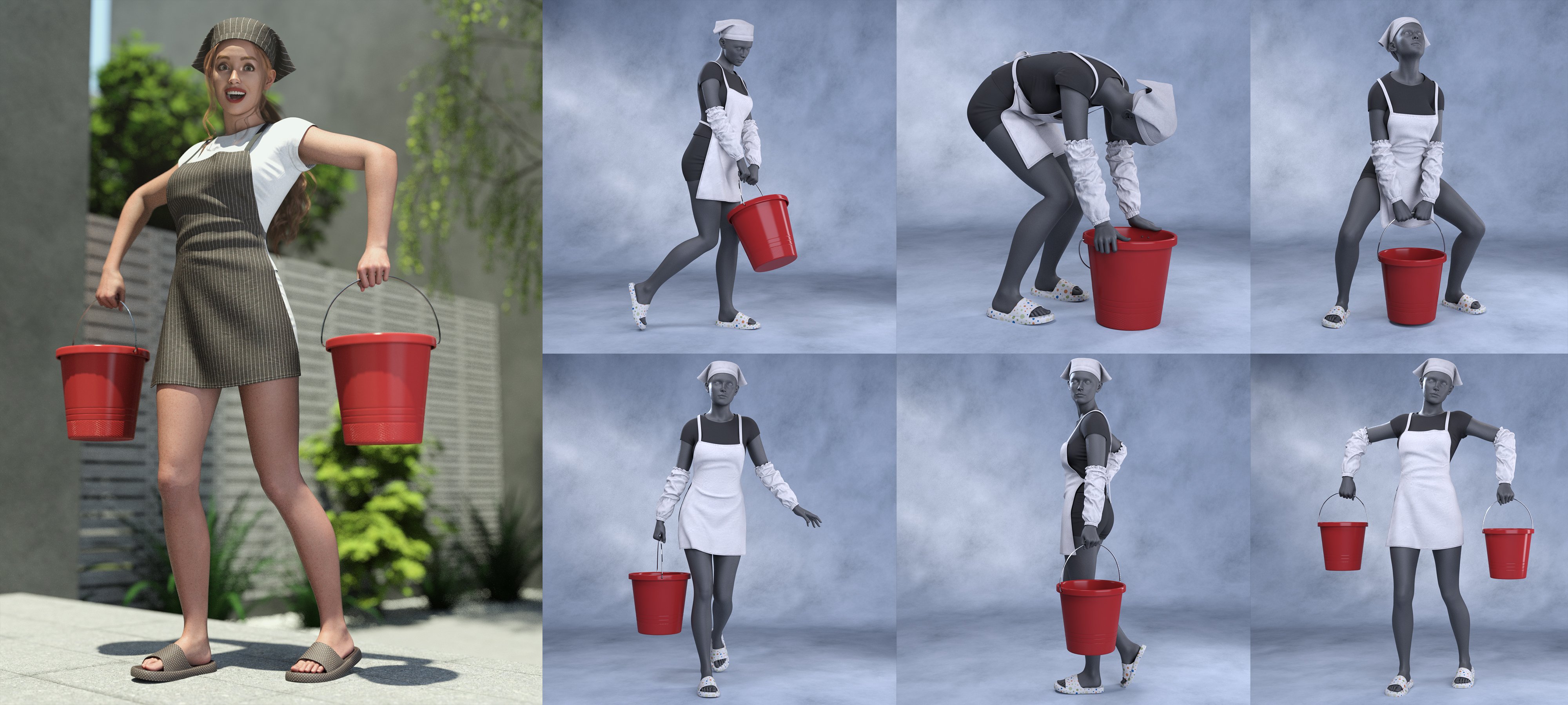 Cleaning Room Poses For Victoria 9 | Daz 3D