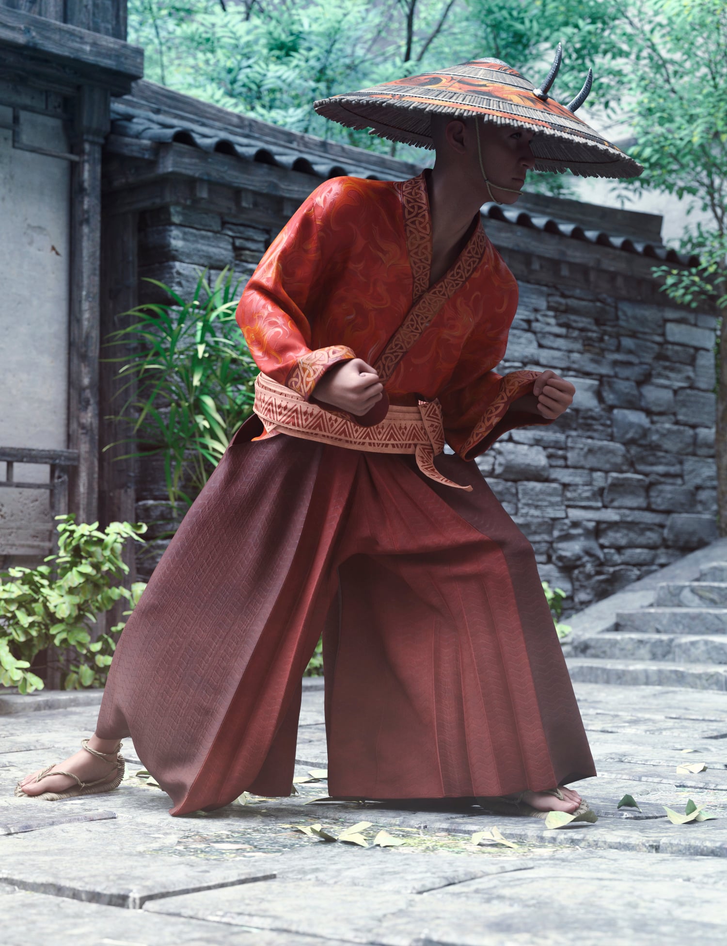 dForce Outfit Ronin Samurai for Genesis 9 | Daz 3D