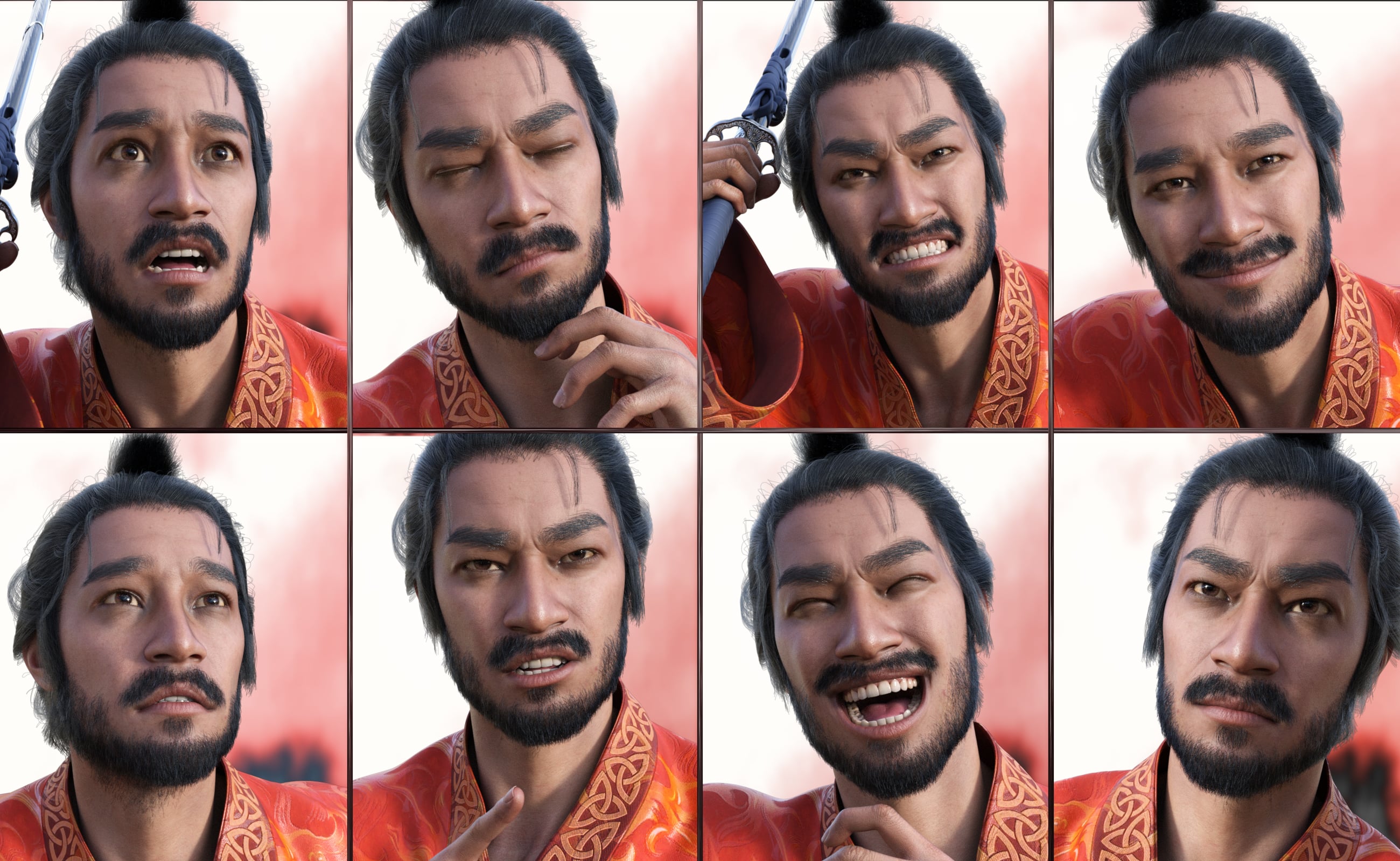 JW The Samurai Expressions for Toshi 9 | Daz 3D