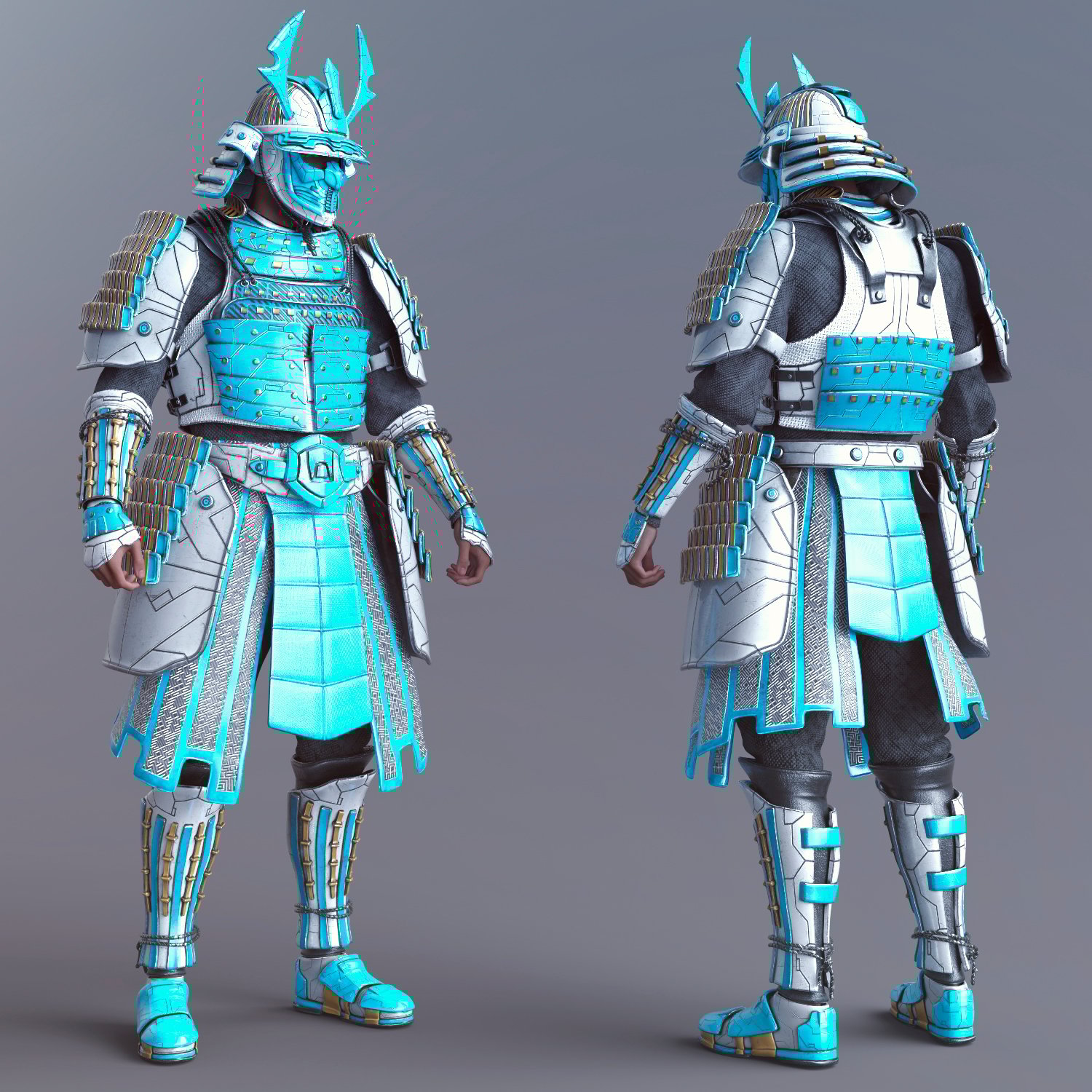 dForce Imperial Tech-Samurai Armor for Genesis 9 Add-On | Daz 3D
