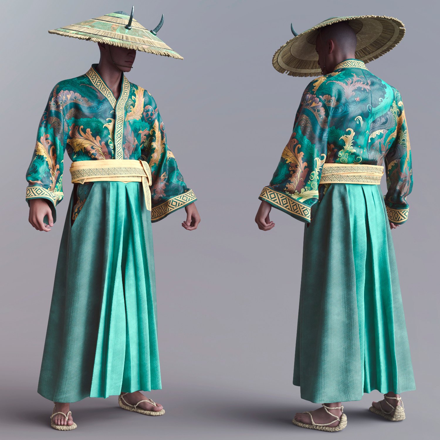 dForce Outfit Ronin Samurai for Genesis 9 Texture Add-On | Daz 3D