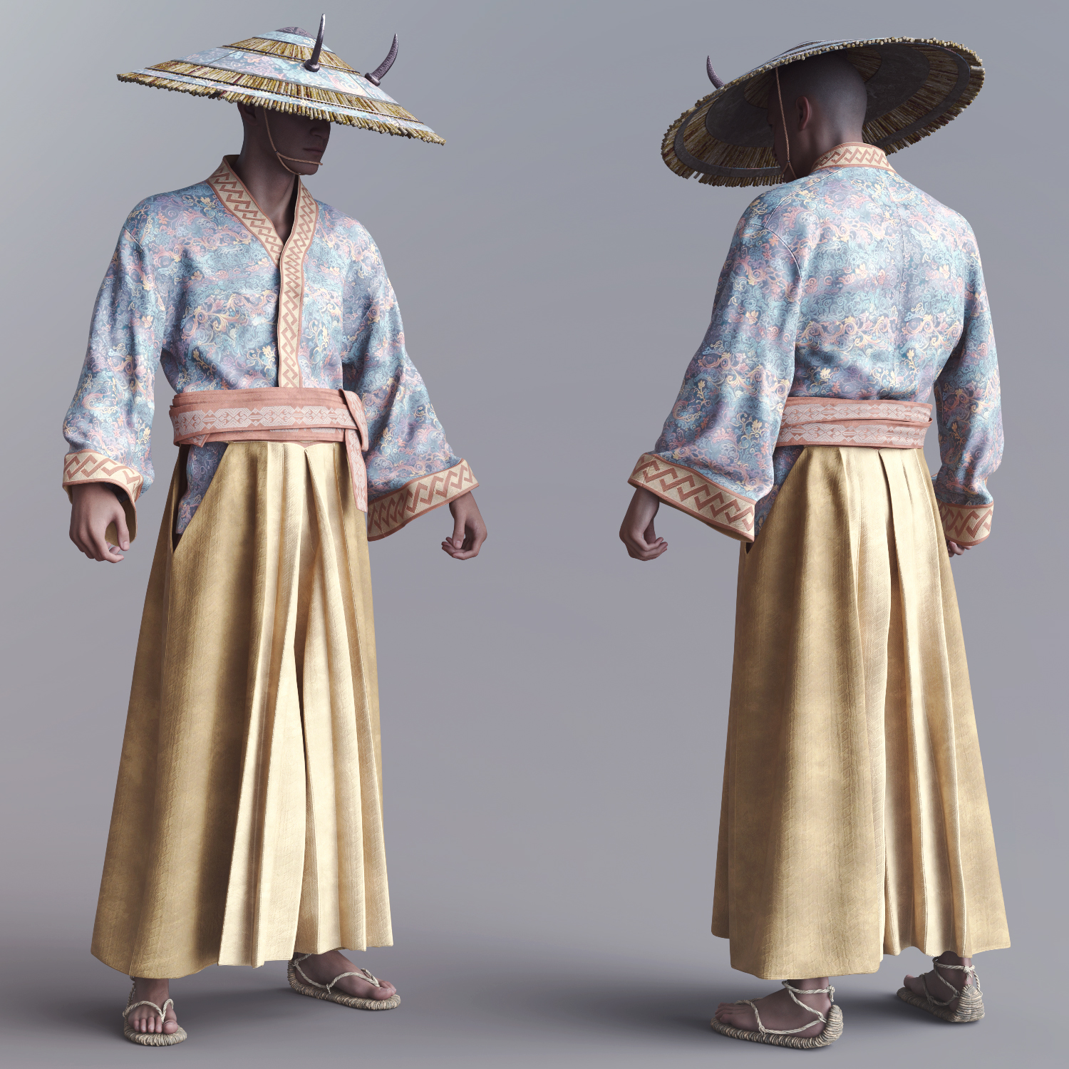 dForce Outfit Ronin Samurai for Genesis 9 Texture Add-On | Daz 3D
