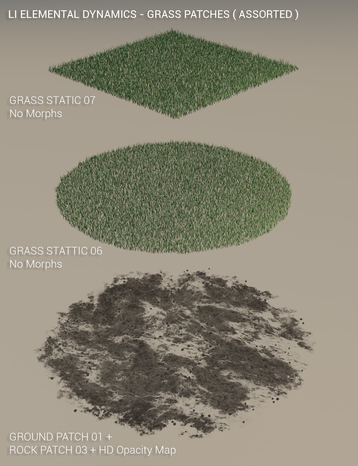 LI Elemental Dynamics - Grass Patches | Daz 3D