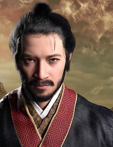 Toshi Hair And Beard for Genesis 9 | Daz 3D