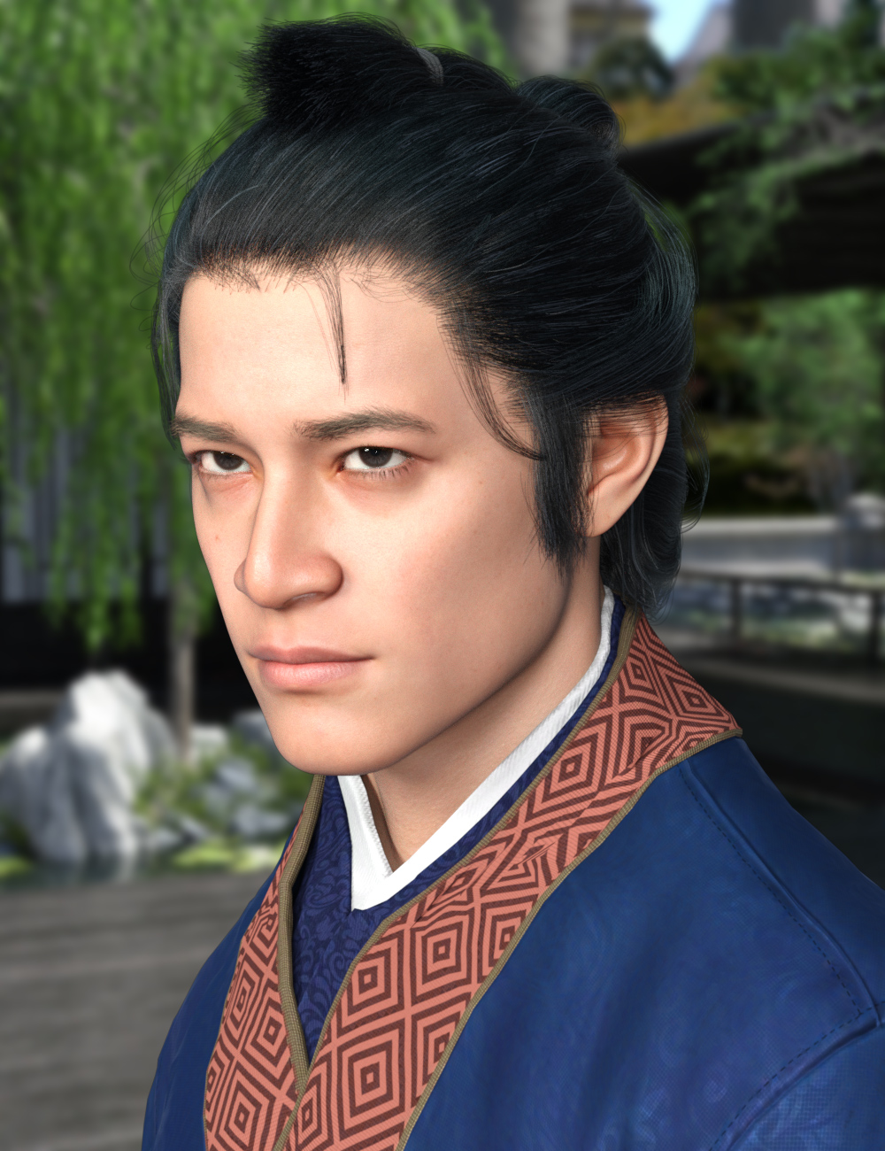 Toshi Hair And Beard for Genesis 9 | Daz 3D