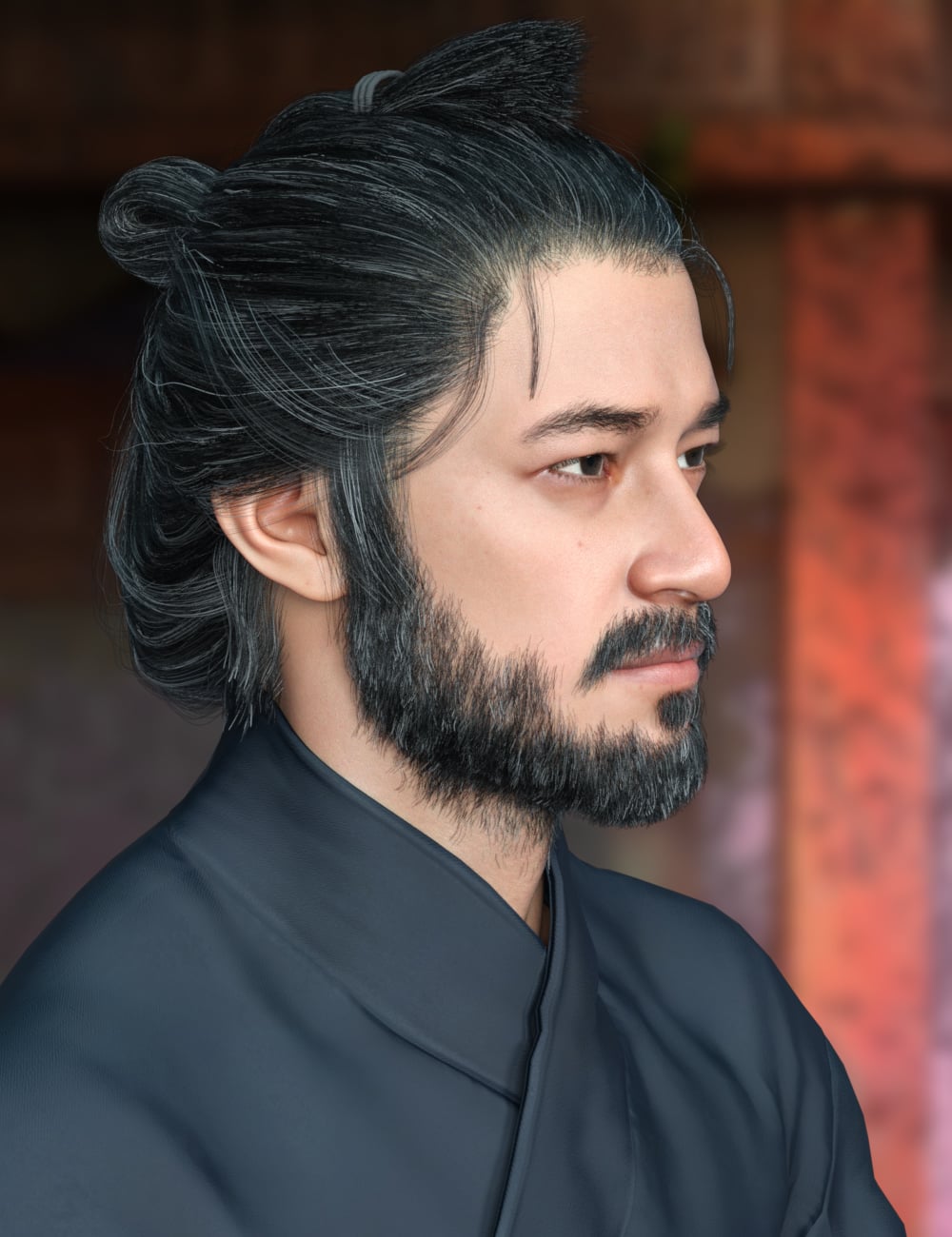 Toshi Hair And Beard for Genesis 9 | Daz 3D