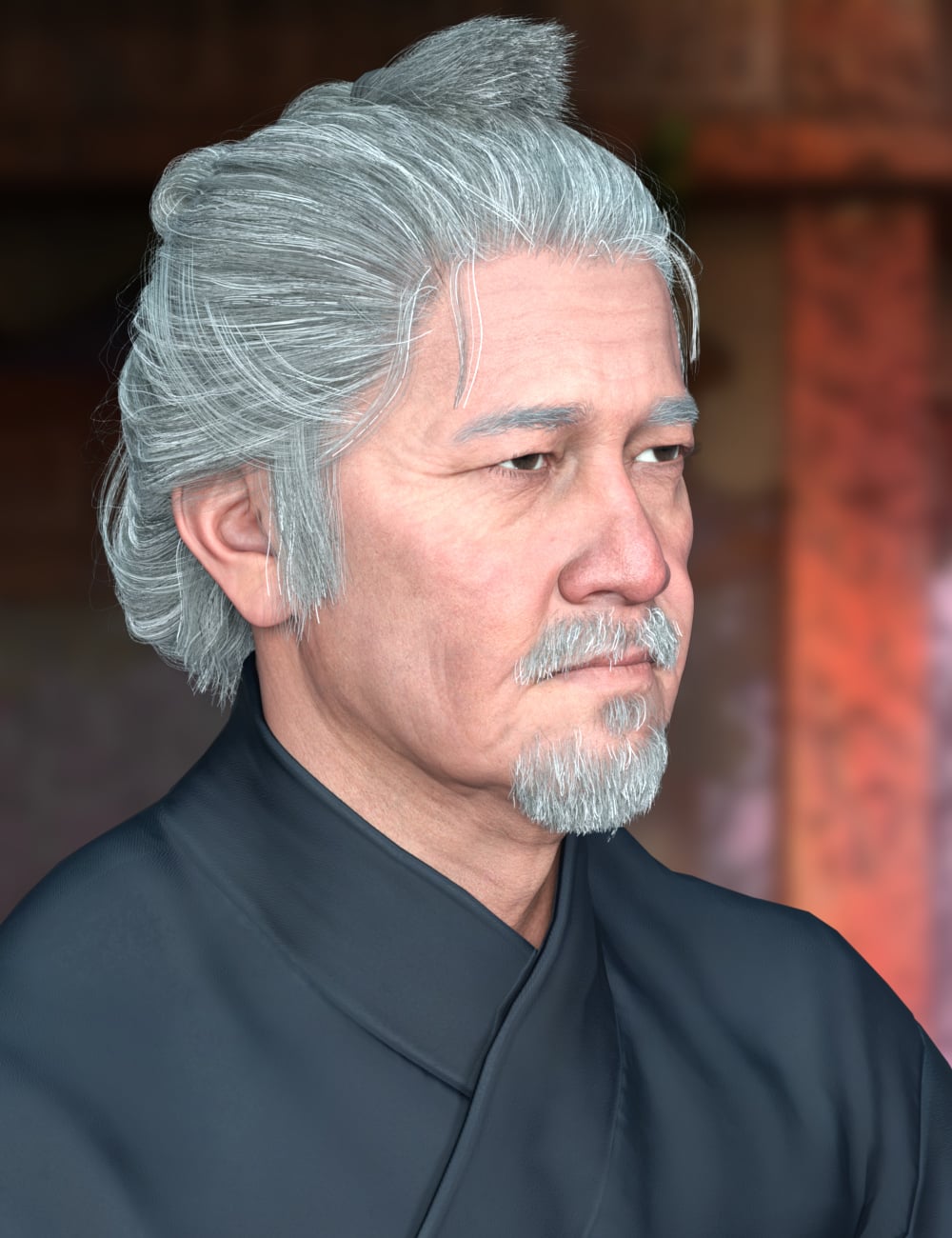 Toshi Hair And Beard for Genesis 9 | Daz 3D