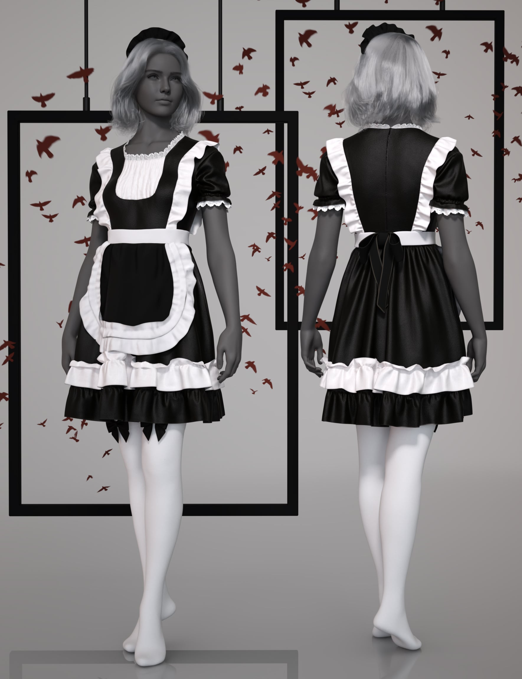 AH dForce Cute Maid Outfit For Genesis 9 | Daz 3D