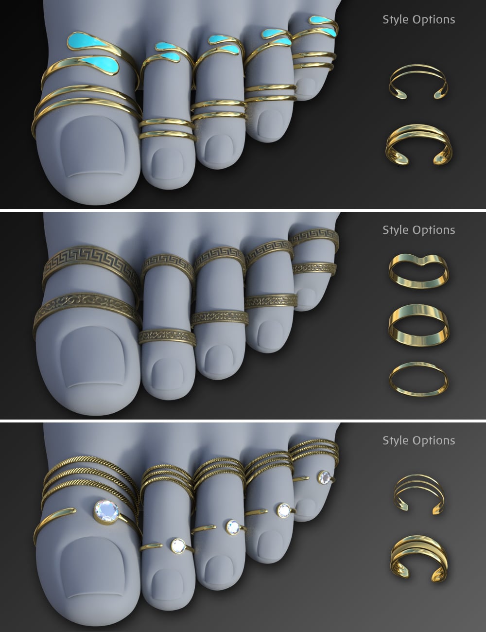 Toe Rings for Genesis 9 | Daz 3D