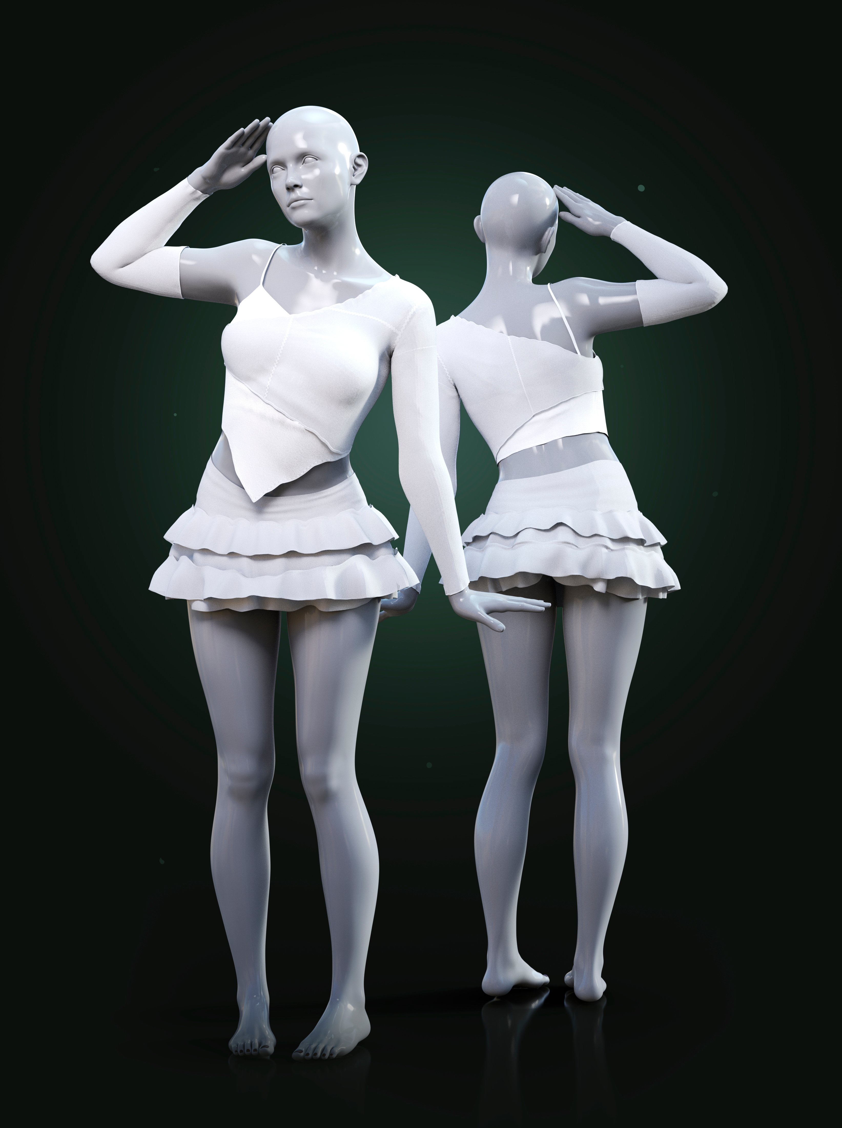 dForce LA Ruffle Outfit for Genesis 9 and 8 Female | Daz 3D