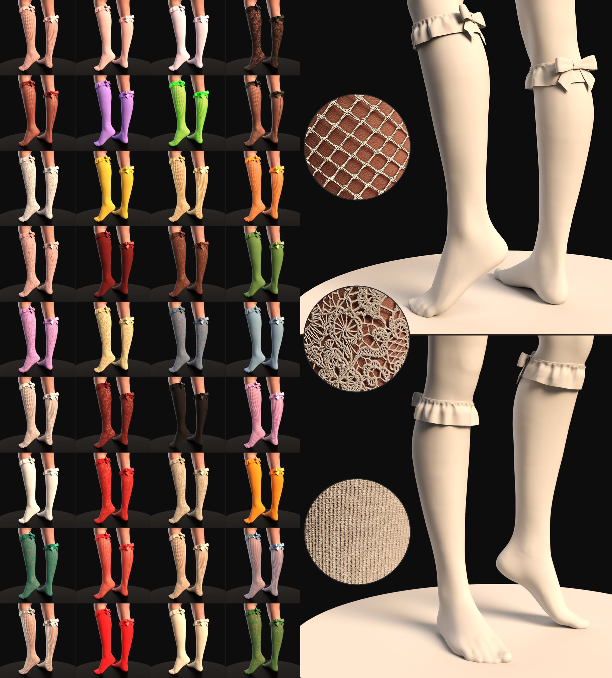 Socks with Ruffle Collection for Genesis 9, 8 and 8.1 Female | Daz 3D
