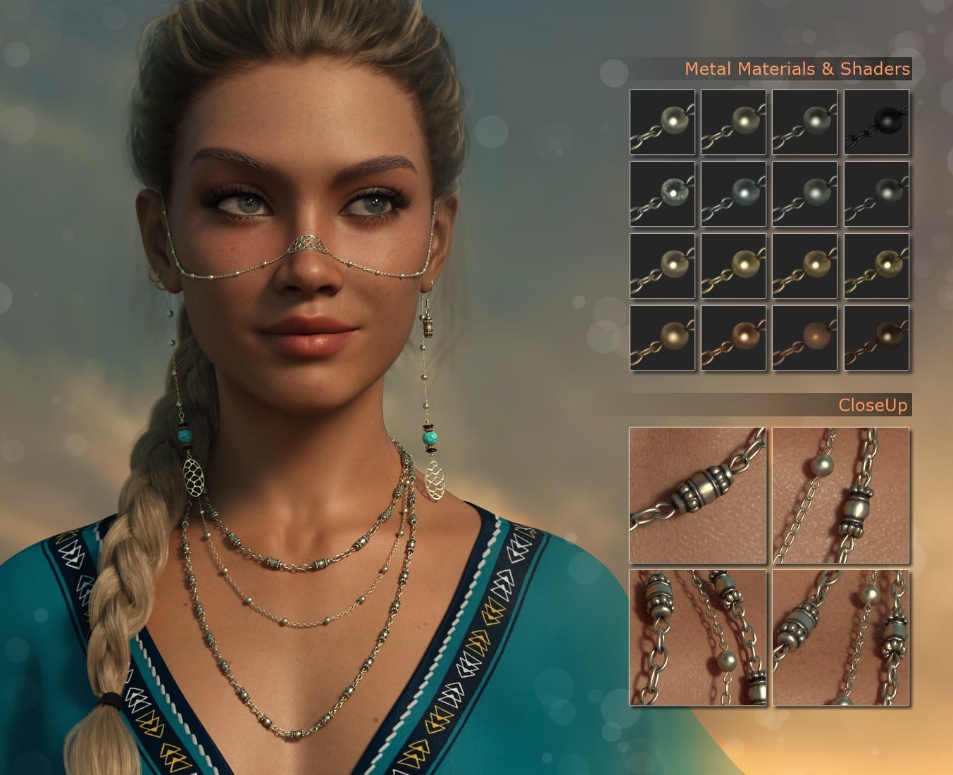 FK dForce Luxe Chains Two for Genesis 8, 8.1 and 9 | Daz 3D