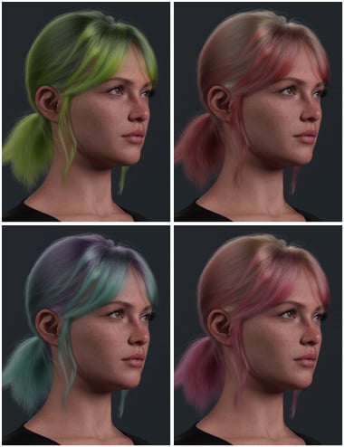dForce Strand-Based Short Messy Ponytail Hair Color Expansion | Daz 3D