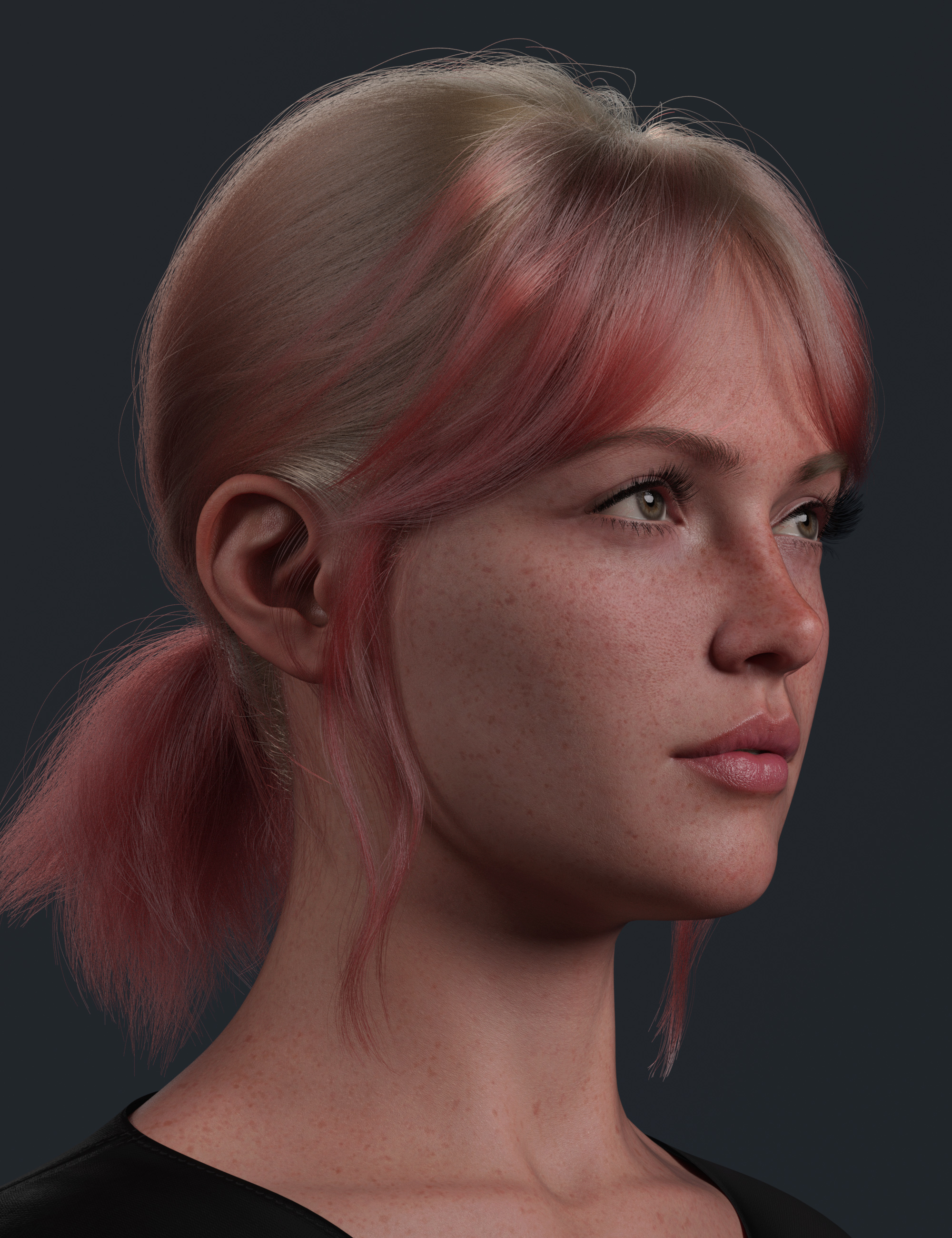 dForce Strand-Based Short Messy Ponytail Hair Color Expansion | Daz 3D