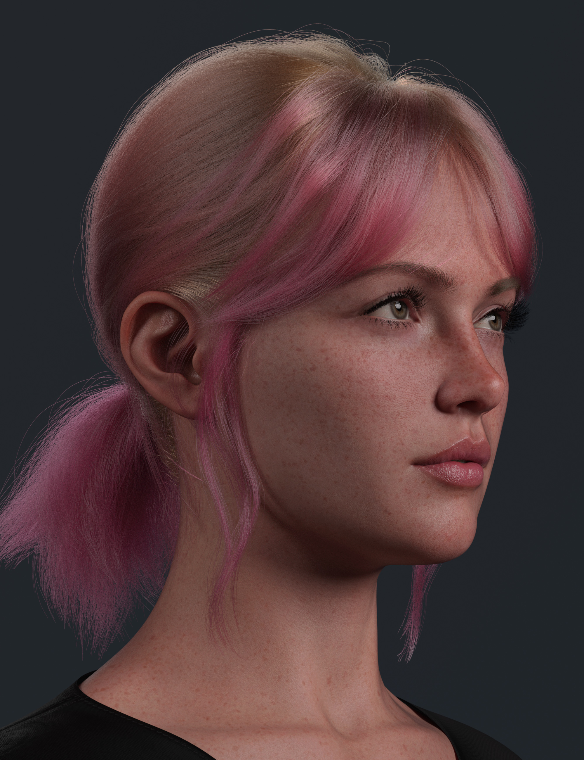 dForce Strand-Based Short Messy Ponytail Hair Color Expansion | Daz 3D