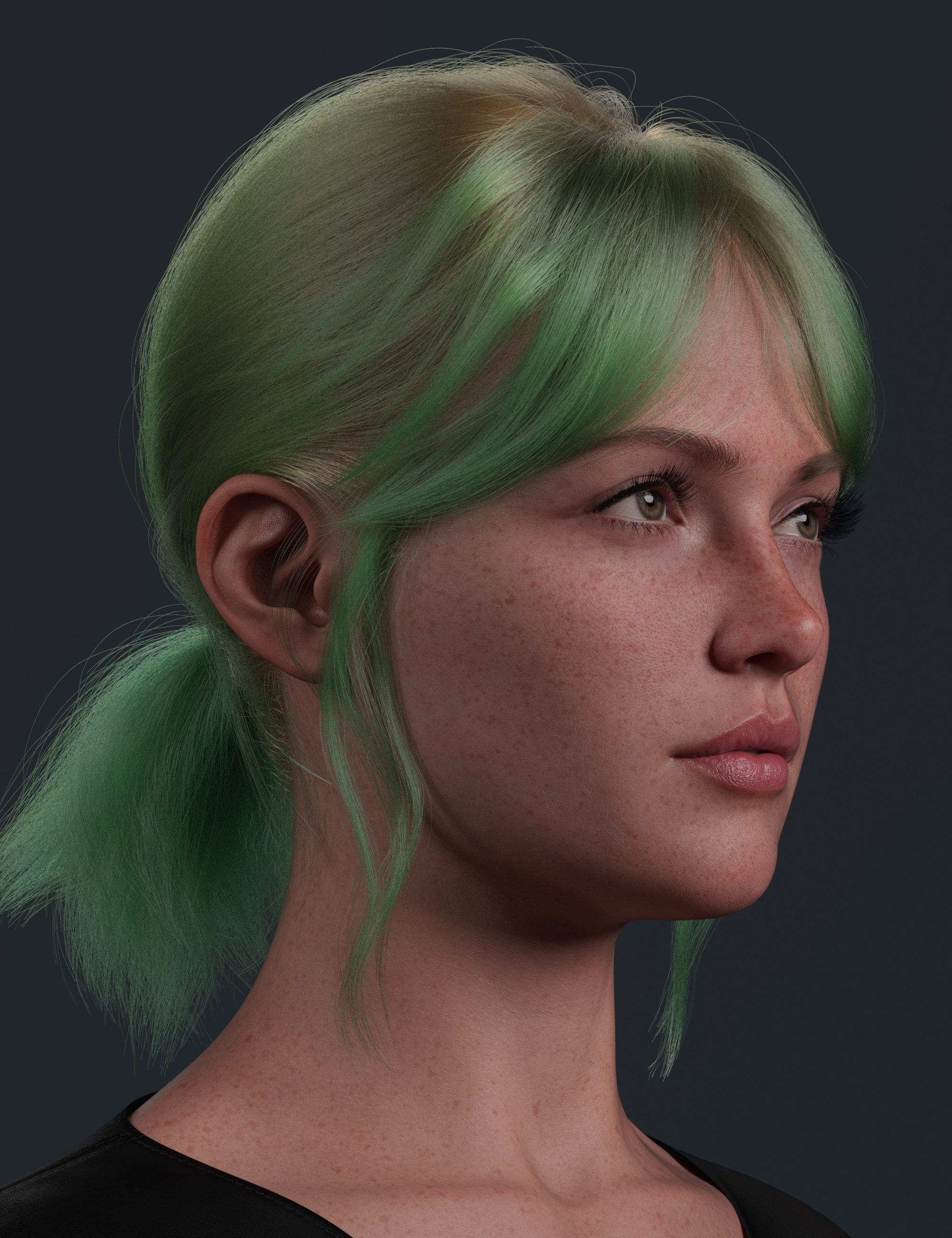 dForce Strand-Based Short Messy Ponytail Hair Color Expansion | Daz 3D