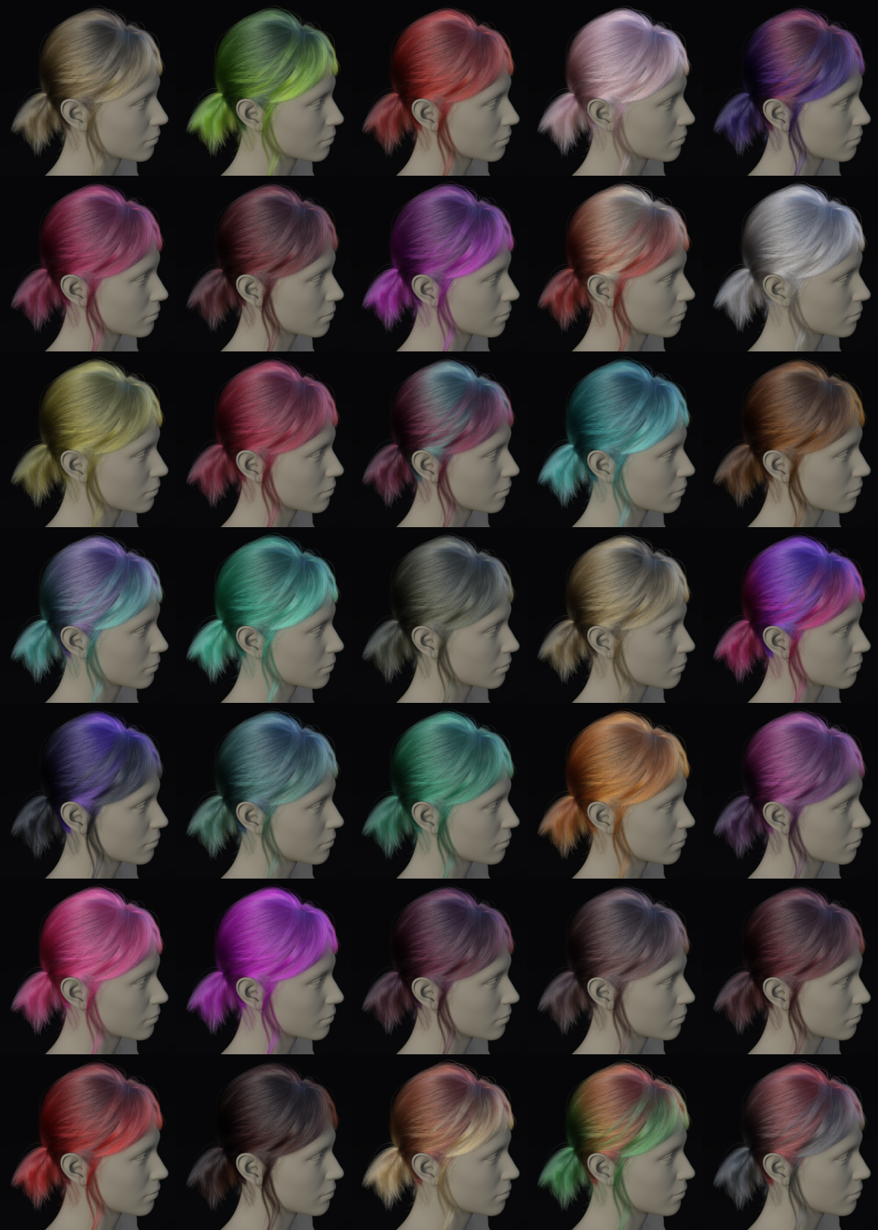 dForce Strand-Based Short Messy Ponytail Hair Color Expansion | Daz 3D